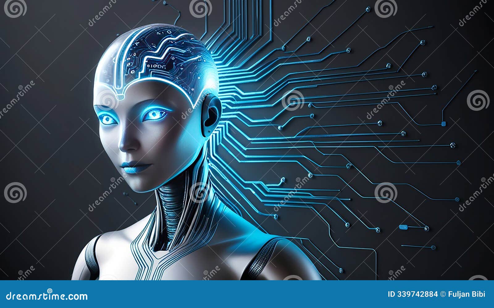 Human-like AI Figure with Glowing Neural Pathways, Representing the ...