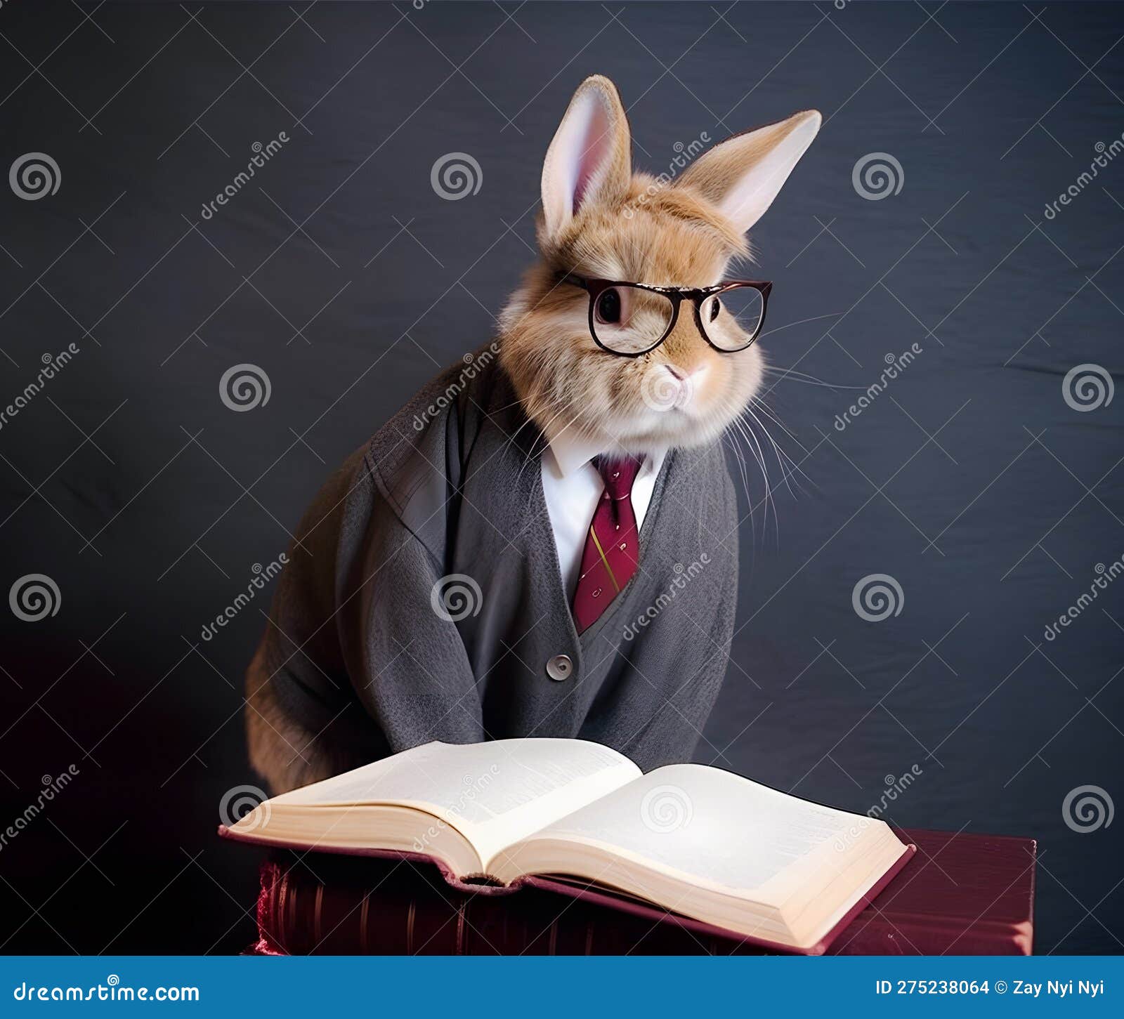 Human Like Rabbit with Suit Coat and Book Stock Illustration ...