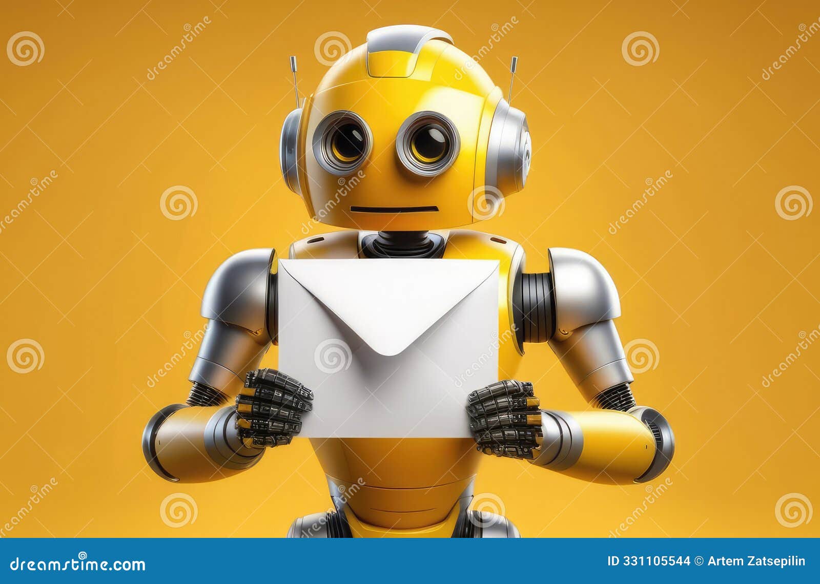 Human-like Robot Assisting with Mail, Future Technologies. Futuristic ...