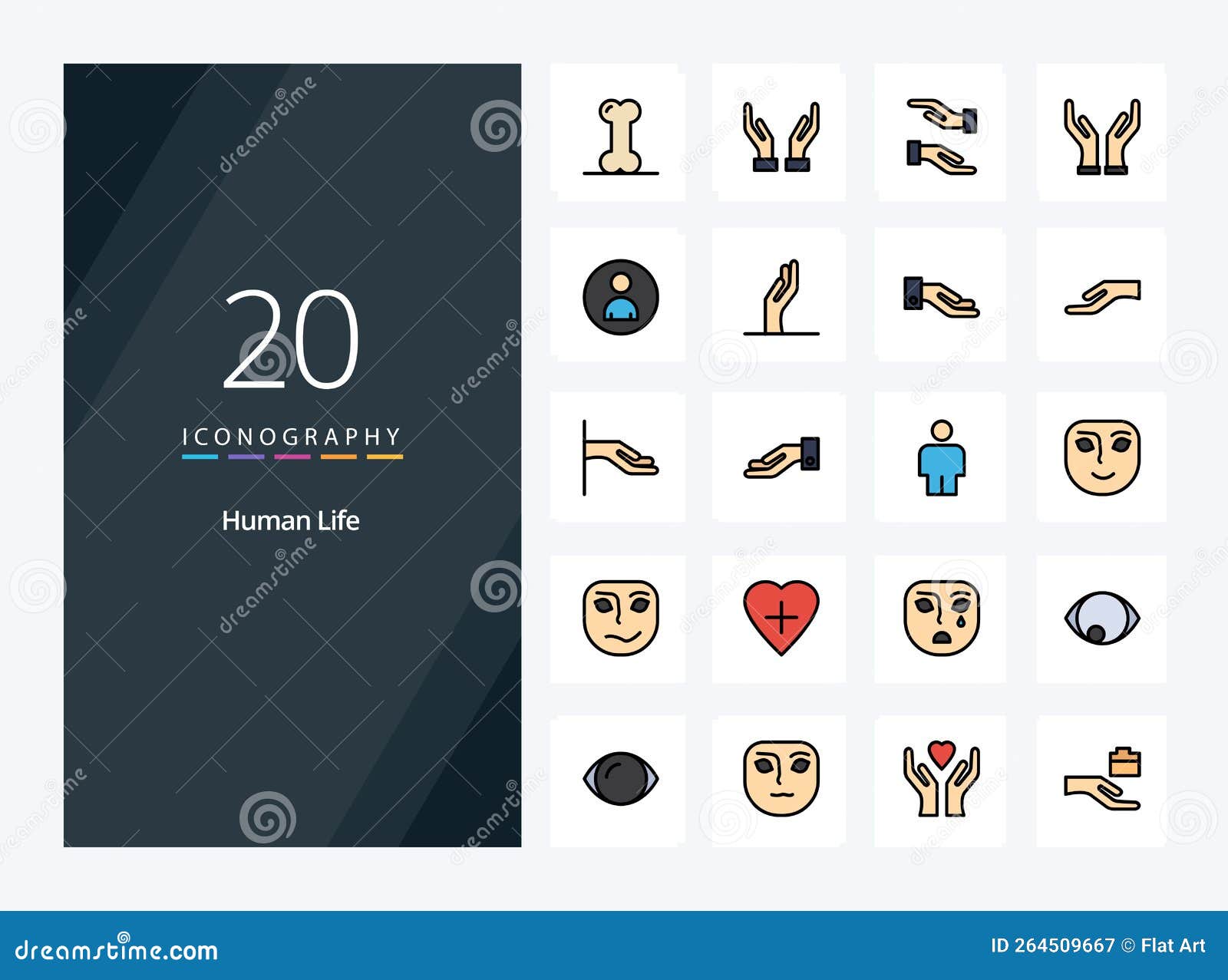 20 Human Line Filled Icon for Presentation Stock Vector - Illustration ...