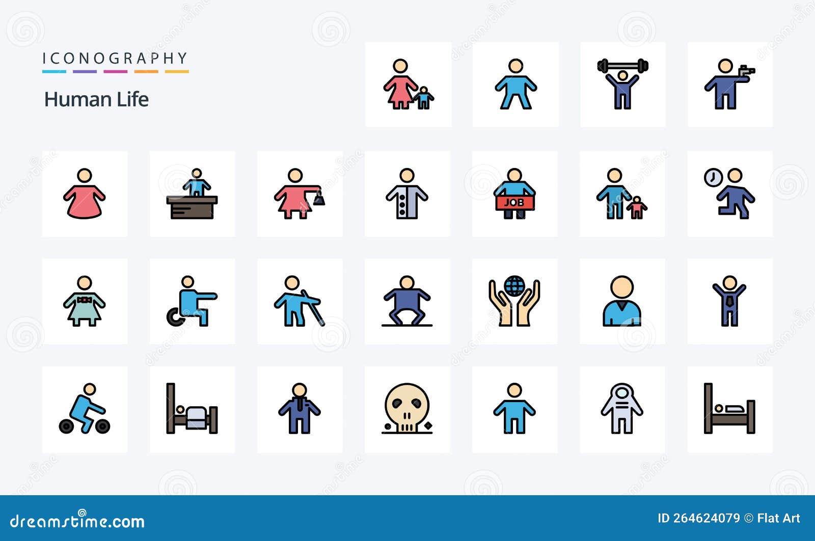 25 Human Line Filled Style Icon Pack Stock Vector - Illustration of ...