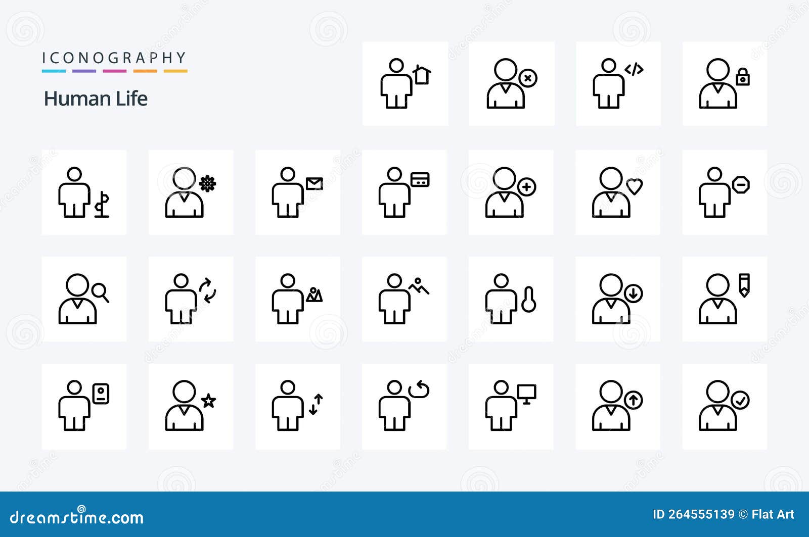 25 Human Line icon pack stock vector. Illustration of avatar - 264555139