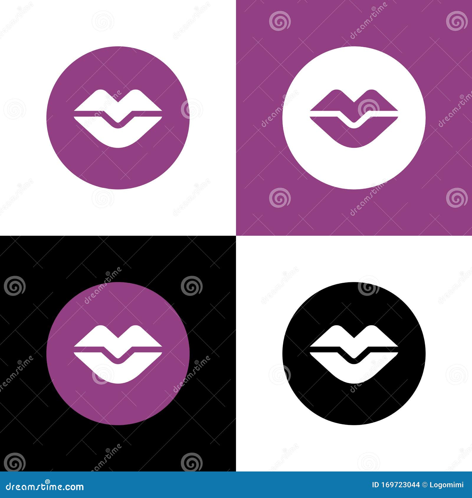 Human Lips Logo Icon, Circle Shape Graphic Elements - Vector Stock ...