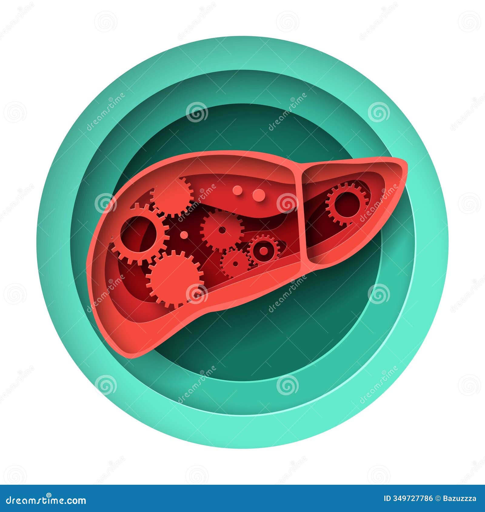 Human Liver Work Process Paper Cut Craft Vector Illustration Stock ...