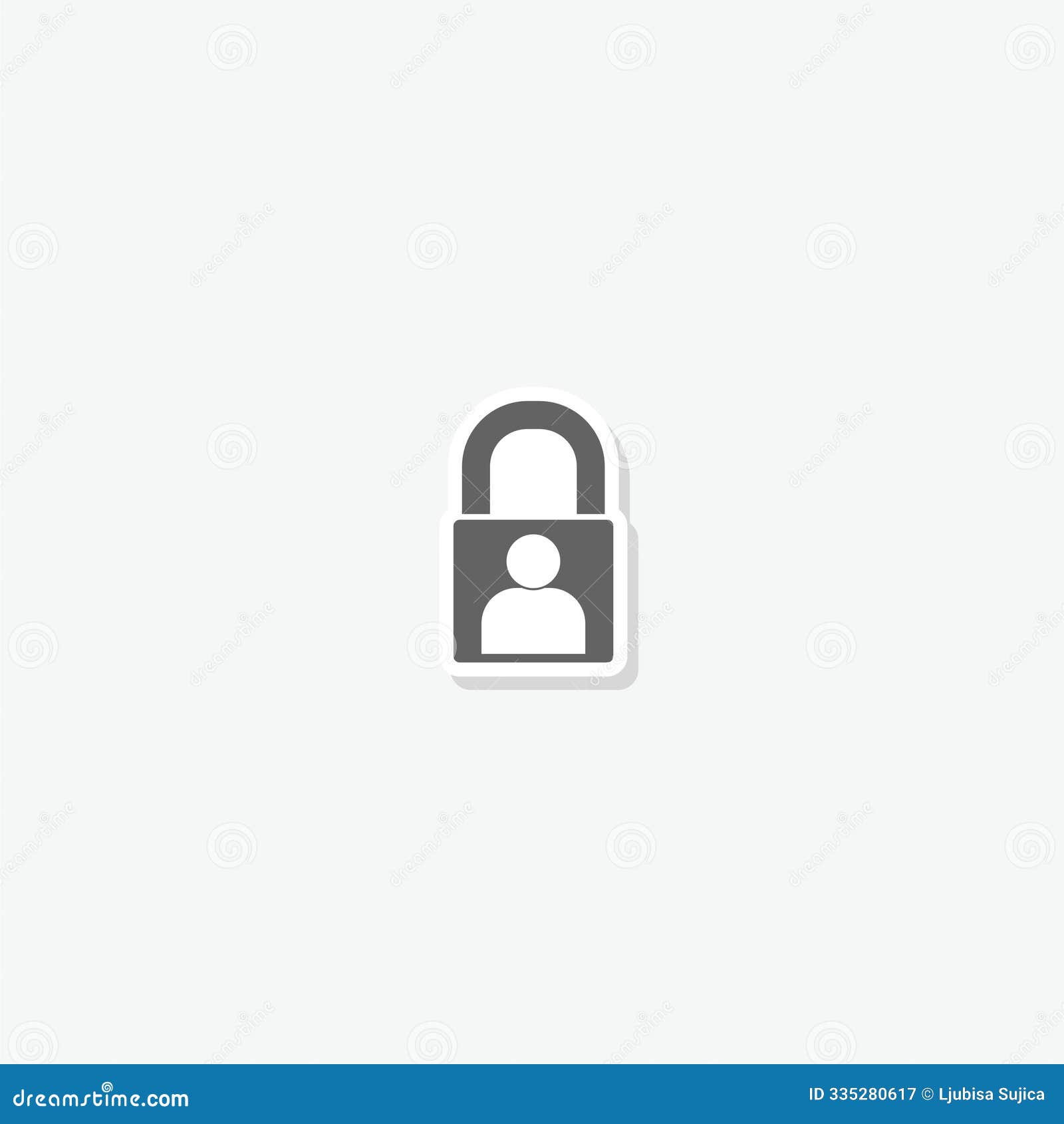 Human Lock Security Icon Sticker Isolated on Gray Background Stock ...