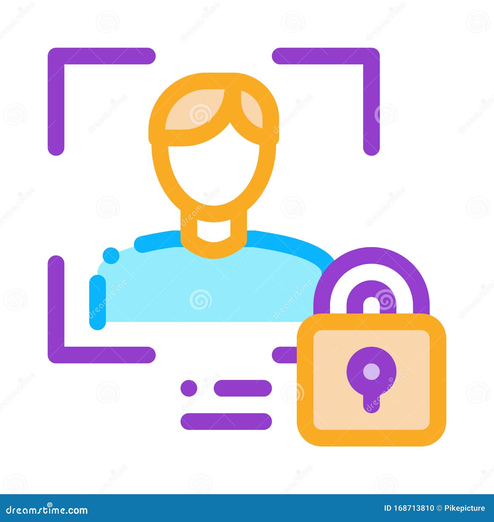 Human Lock Security Icon Vector Outline Illustration Stock Vector ...