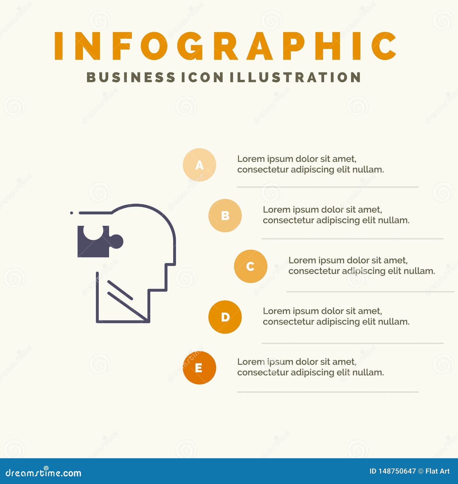 Human, Logical, Mind, Puzzle, Solution Solid Icon Infographics 5 Steps ...