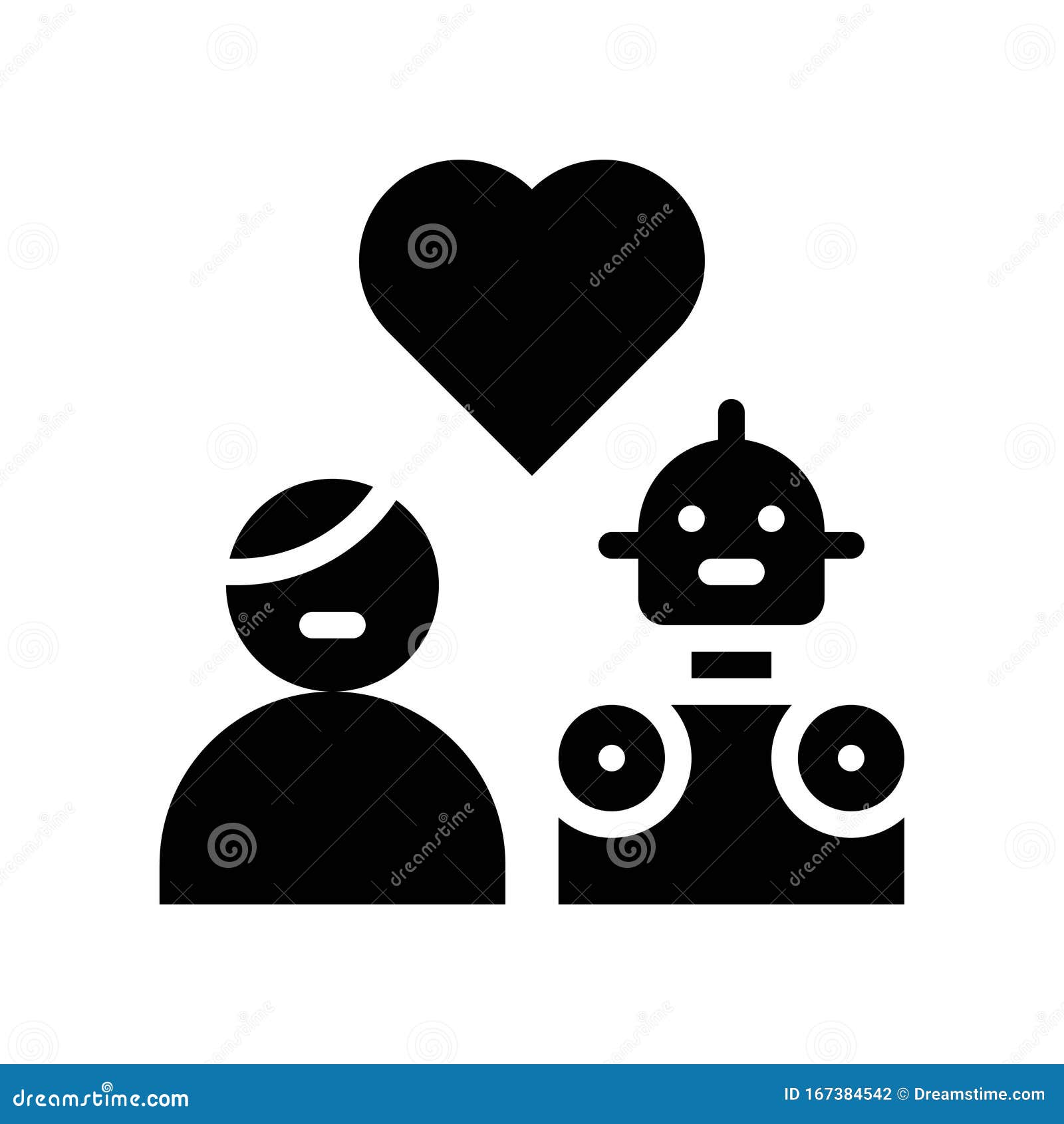 Human in Love with Robot Vector, Robotics Related Solid Design Icon ...