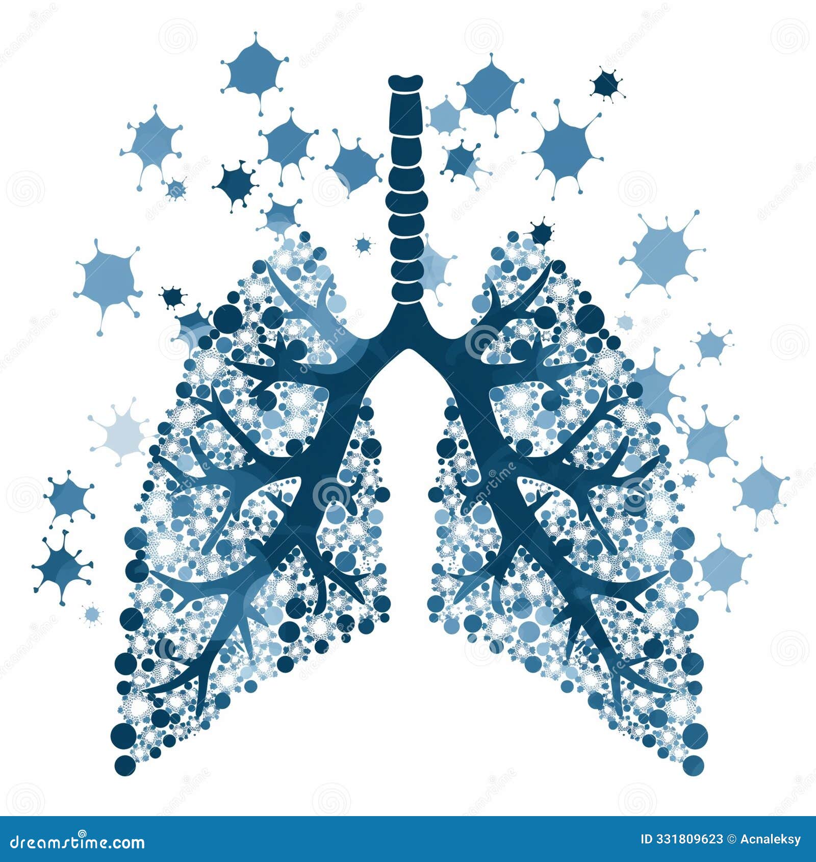 Human Lung Shape with Virus Inside on Bright White Background ...