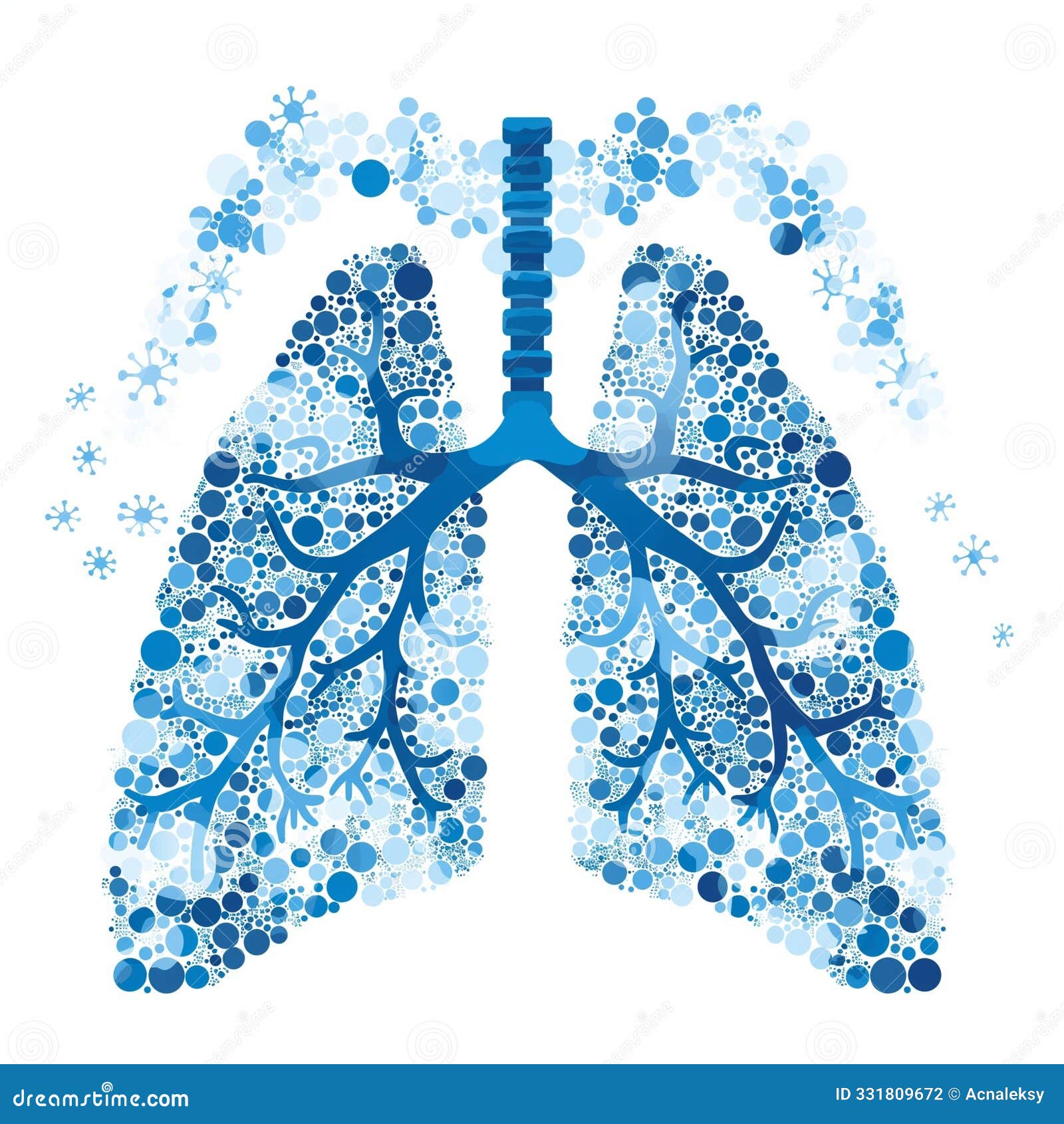 Human Lung Shape with Virus Inside on Bright White Background ...