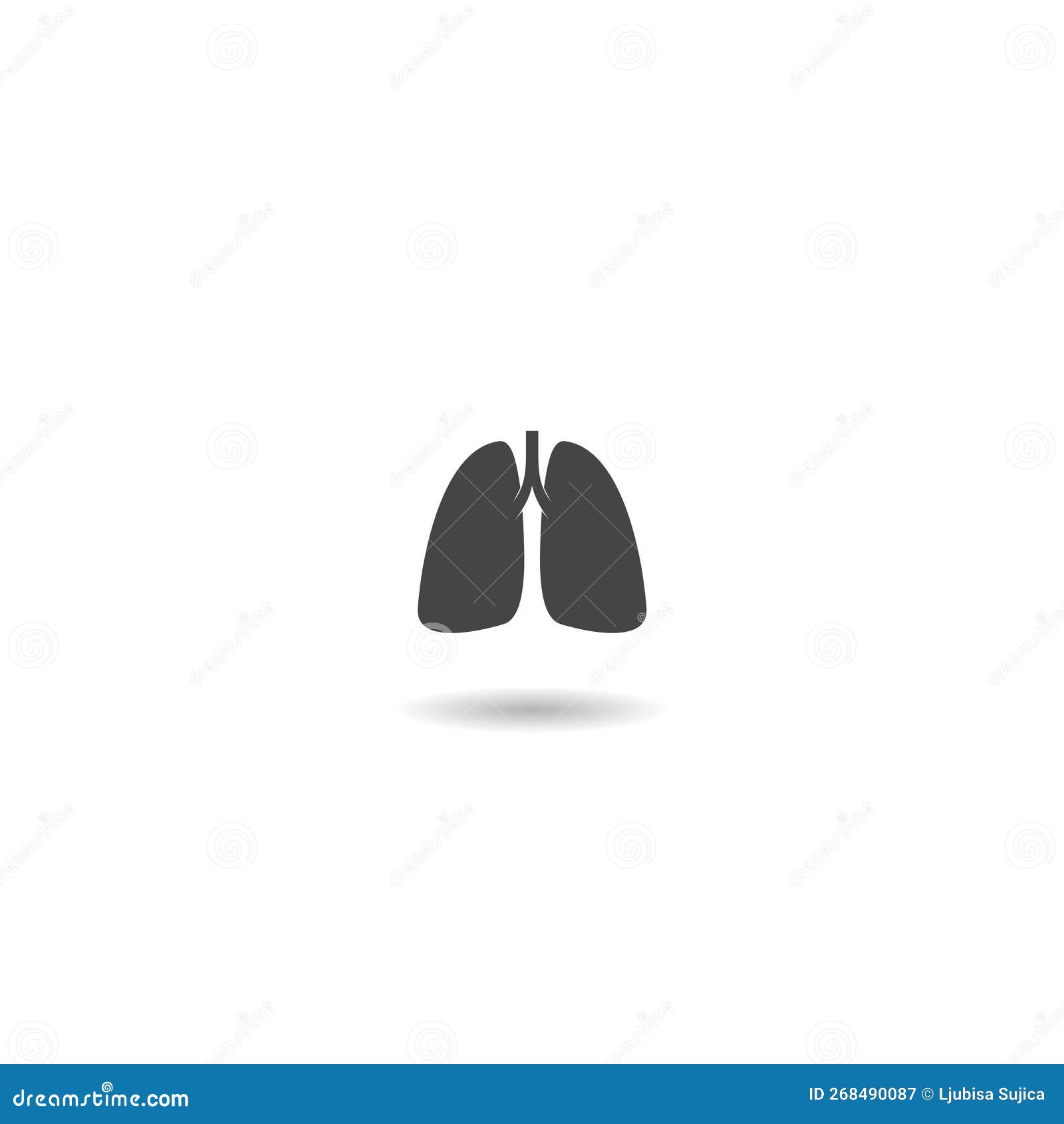 Human Lung Silhouette Icon with Shadow Stock Vector - Illustration of ...