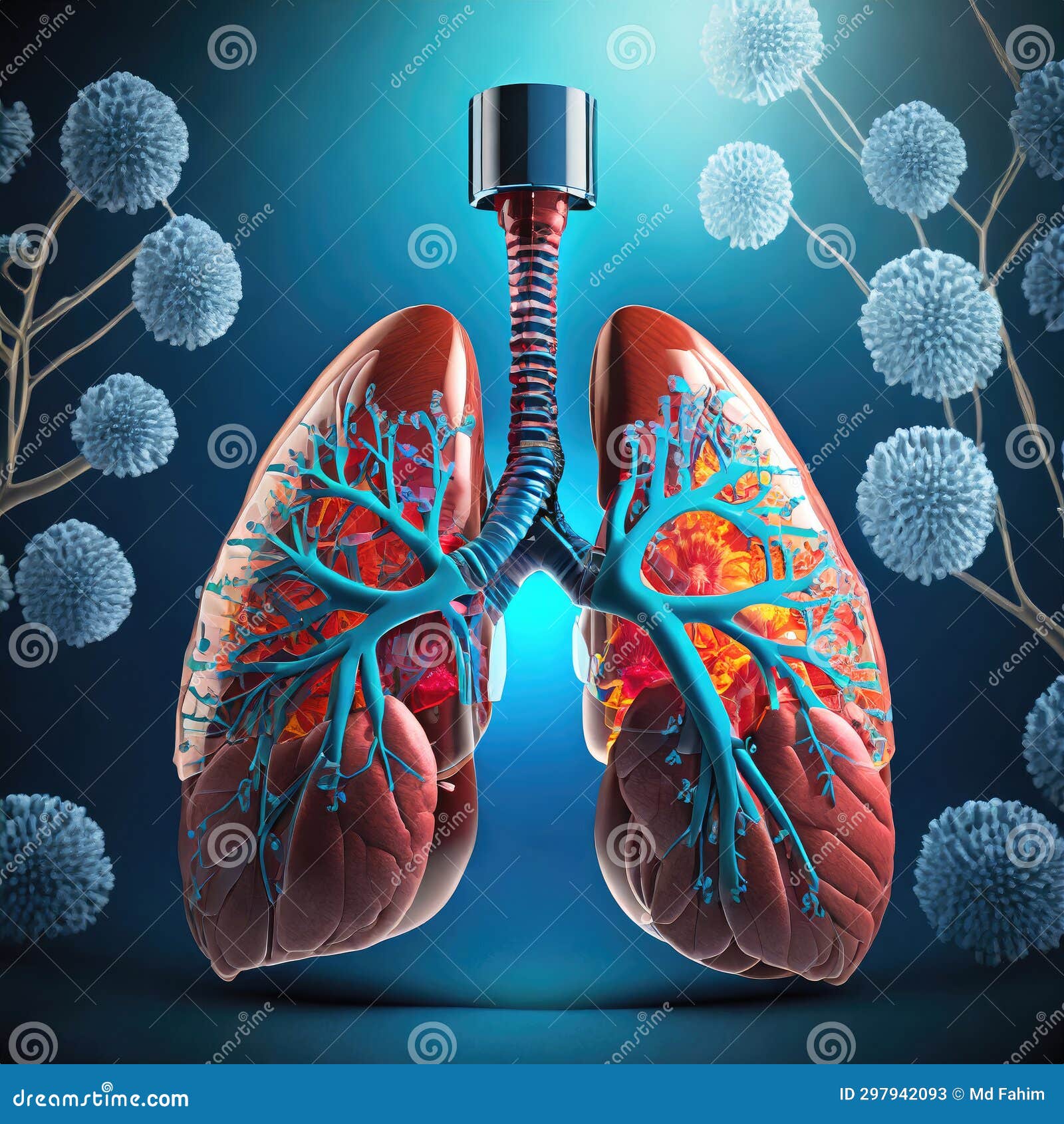 Human Lungs Anatomy 3D Render Camera Shot Stock Illustration ...