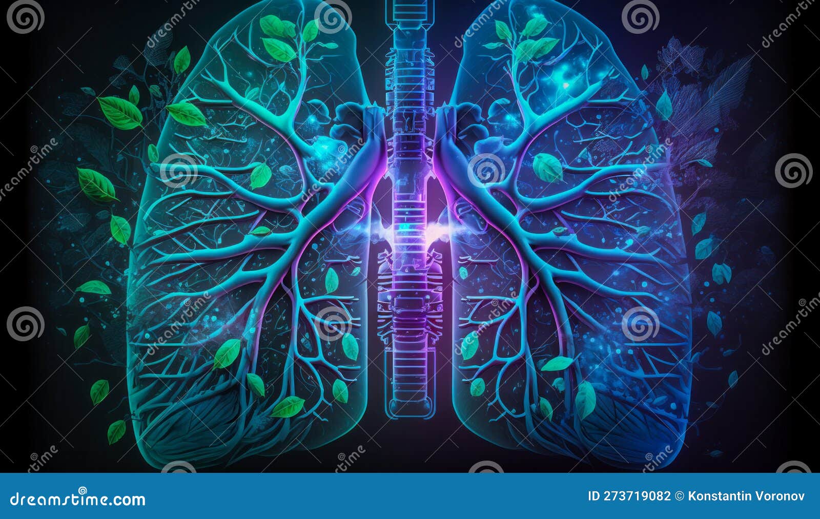 Human Lungs. Digital Cyberspace with Futuristic Security Technology ...
