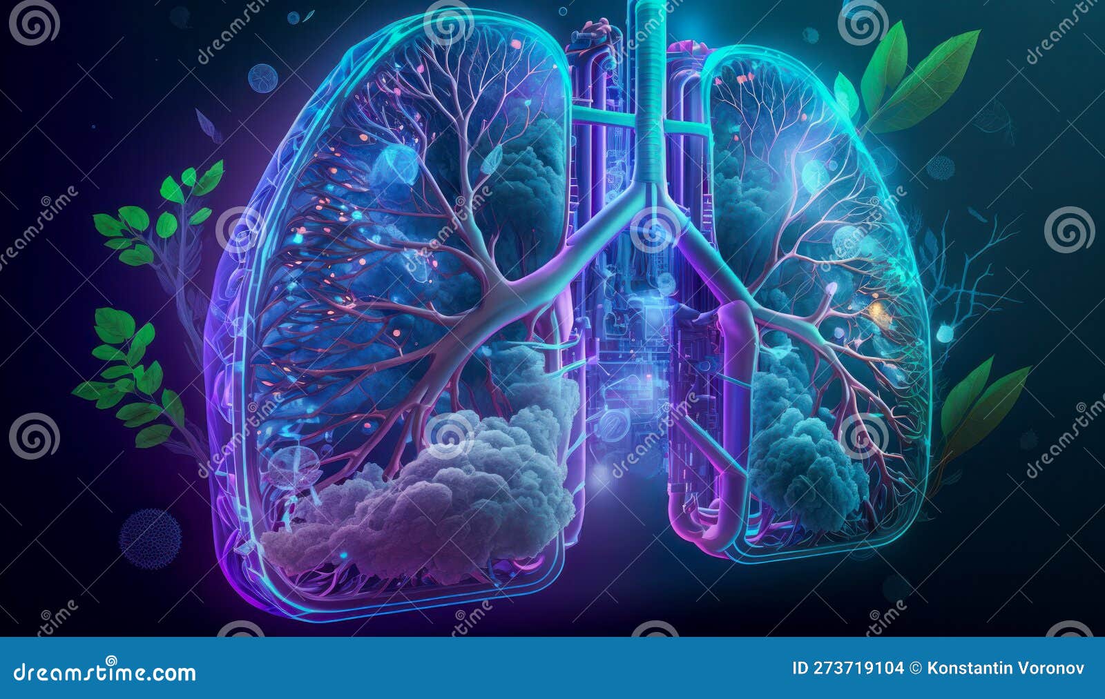 Human Lungs. Digital Cyberspace with Futuristic Security Technology ...