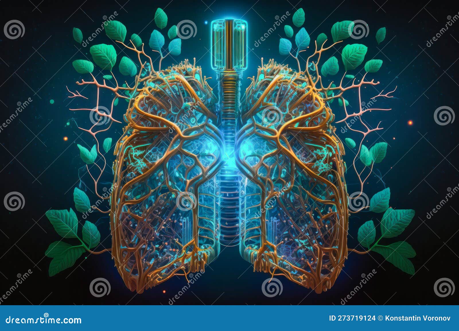 Human Lungs. Digital Cyberspace with Futuristic Security Technology ...