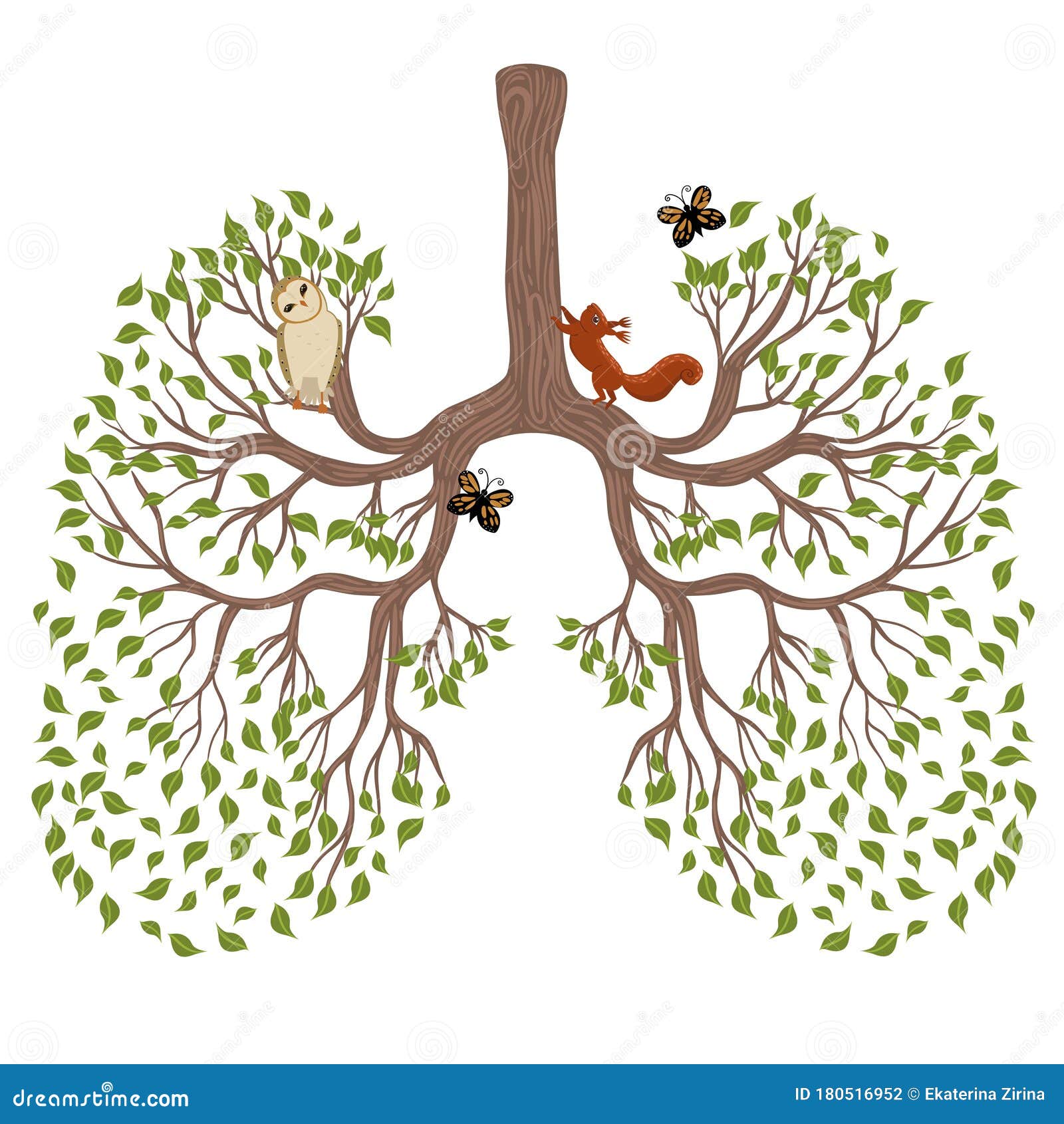 Human Lungs in the Form of a Tree Isolate on a White Background. Vector ...