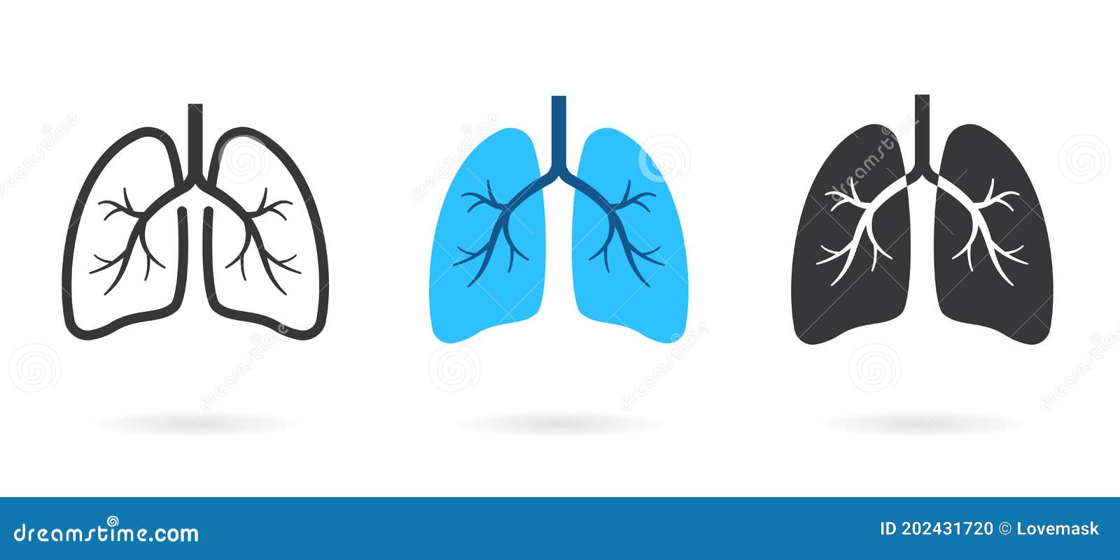 Human Lungs Icons on White Background. Stock Vector - Illustration of ...