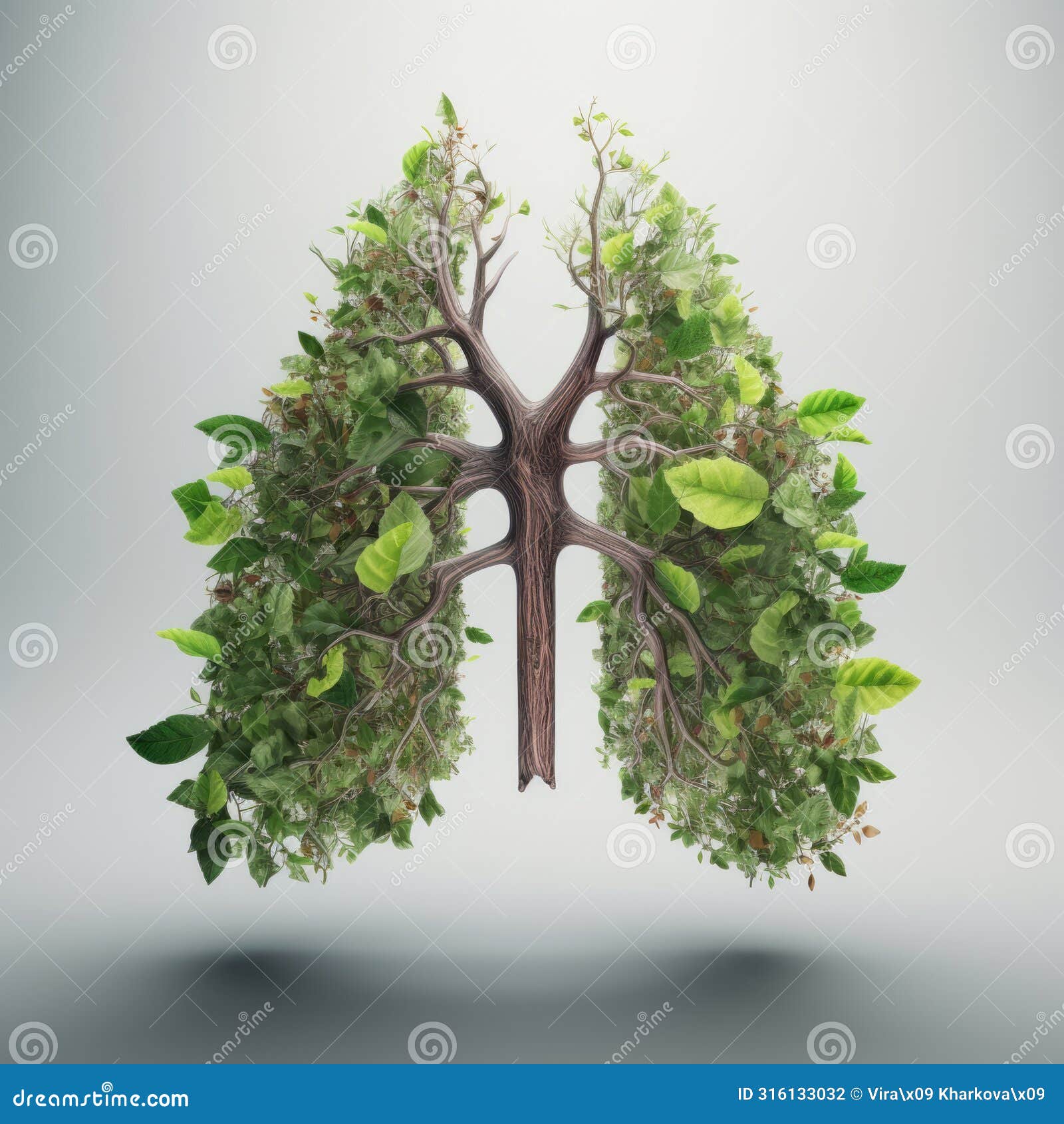 Human Lungs, Made from Tree Branches and Leaves. Ecological Concept ...