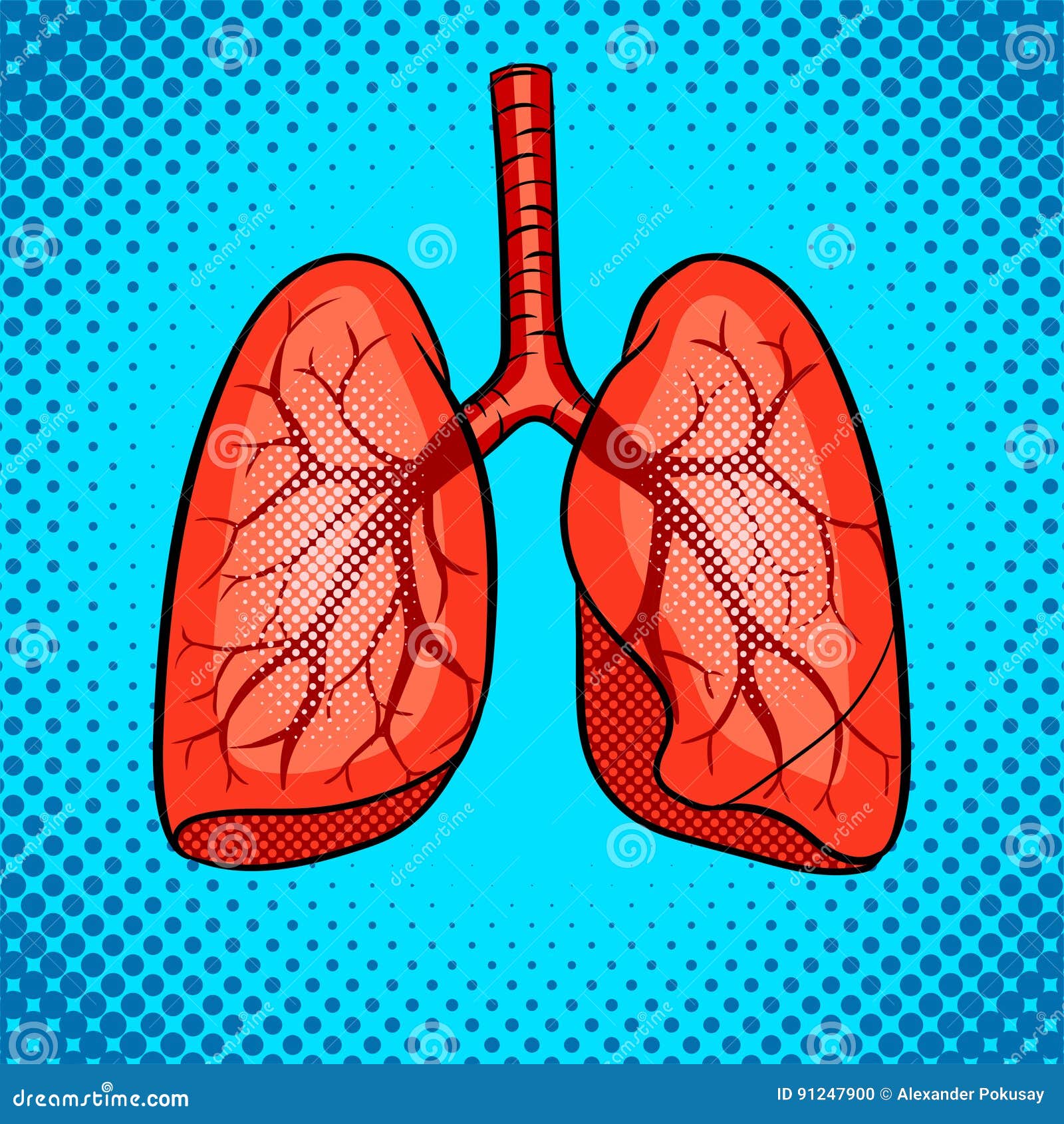 Human Lungs Pop Art Style Vector Illustration Stock Vector ...