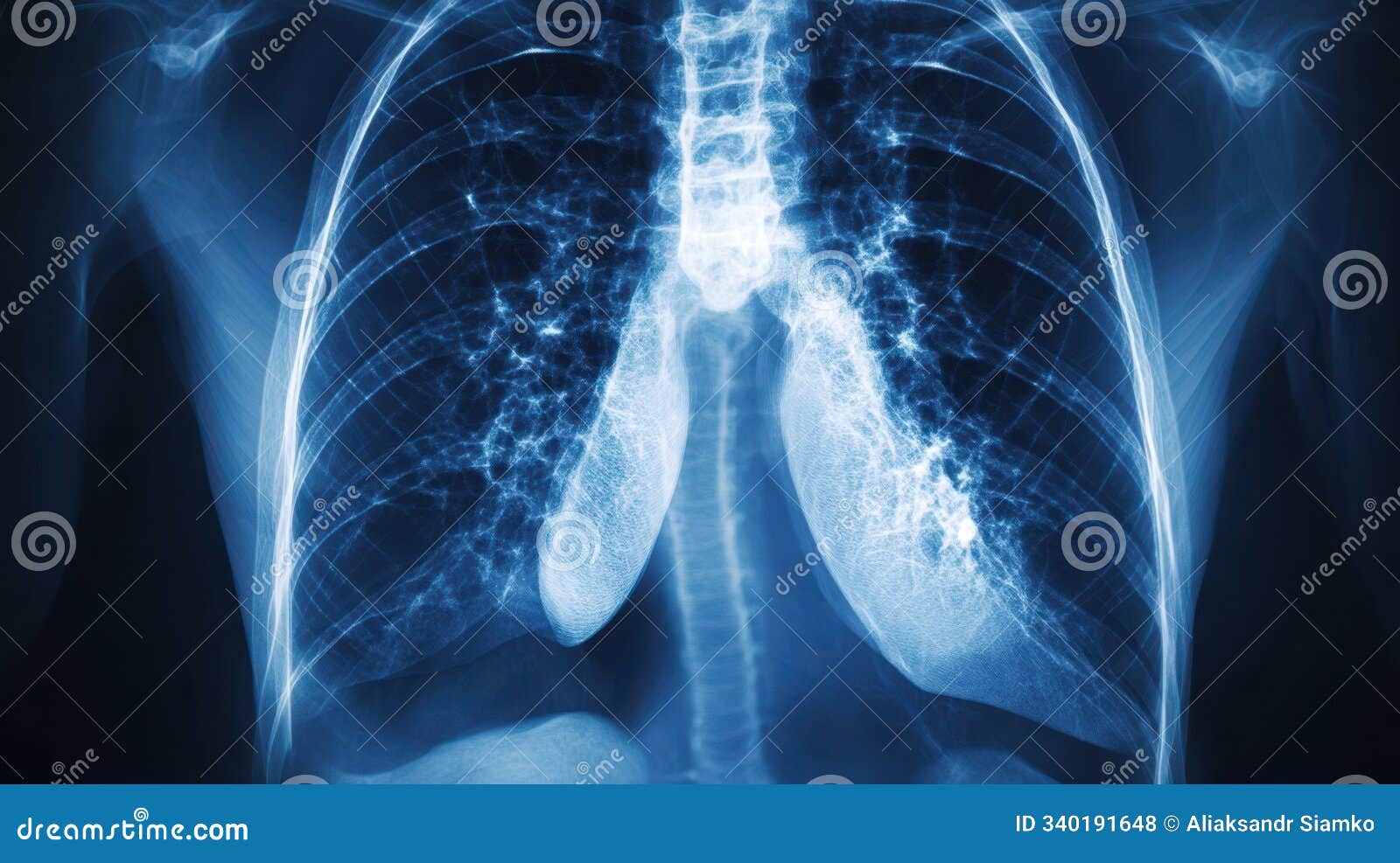 Human Lungs X-ray Image with White Highlights for Medical Diagnostic ...