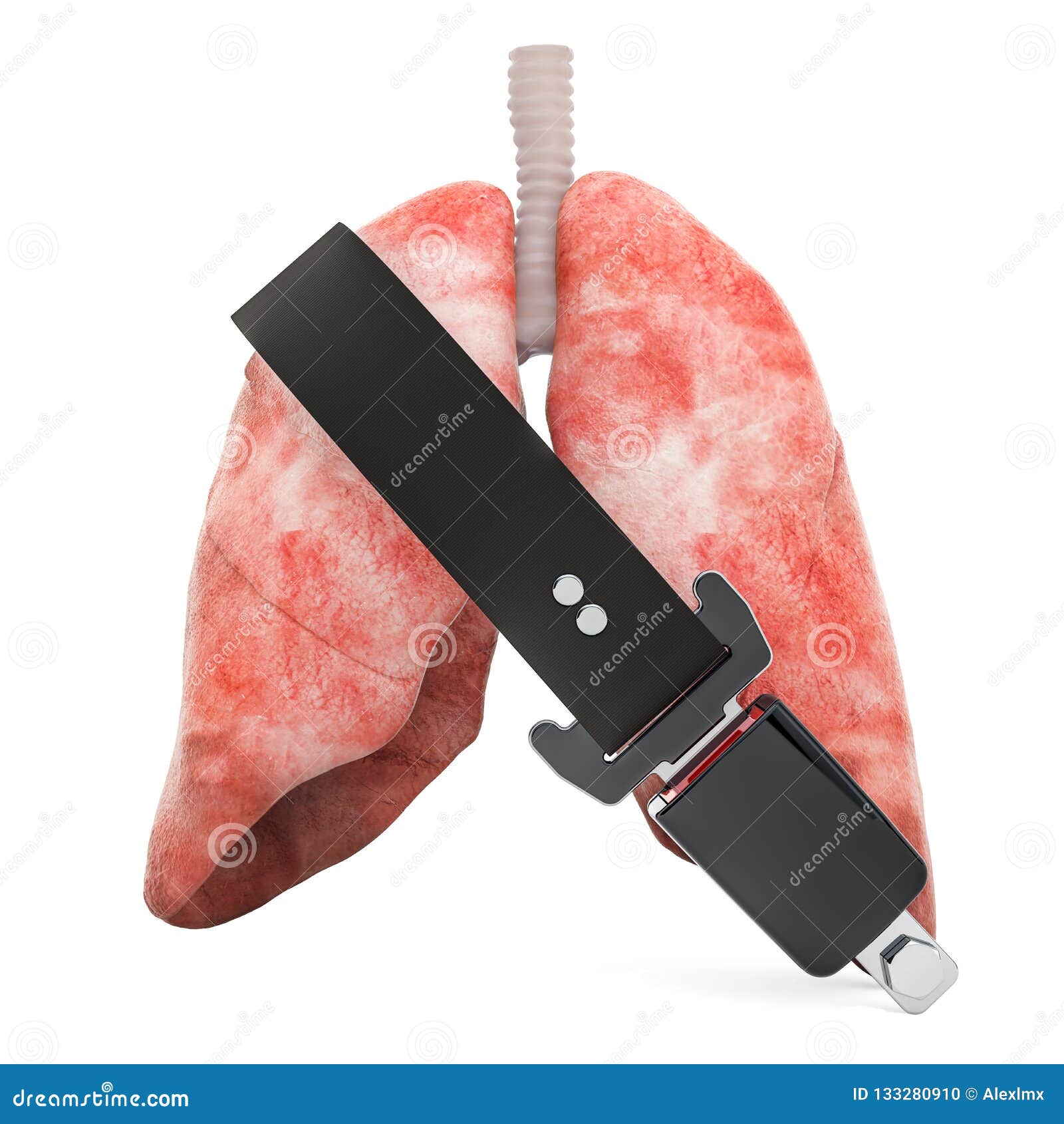 Human Lungs with Safety Belt, Protect Concept. 3D Rendering Stock ...