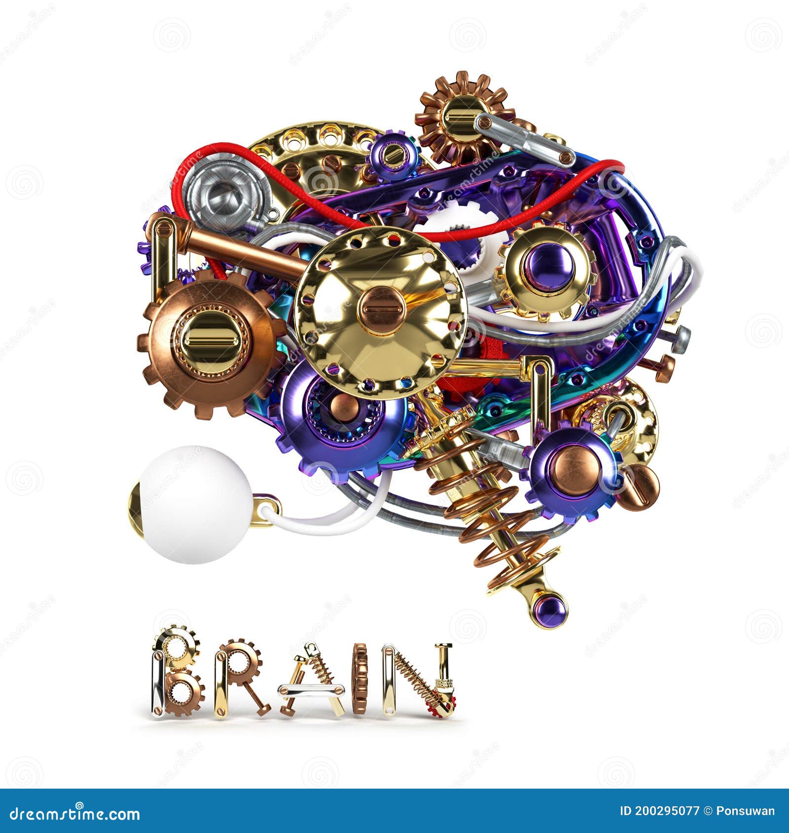 Human Machine Brain Idea Model 3d Render Stock Illustration ...