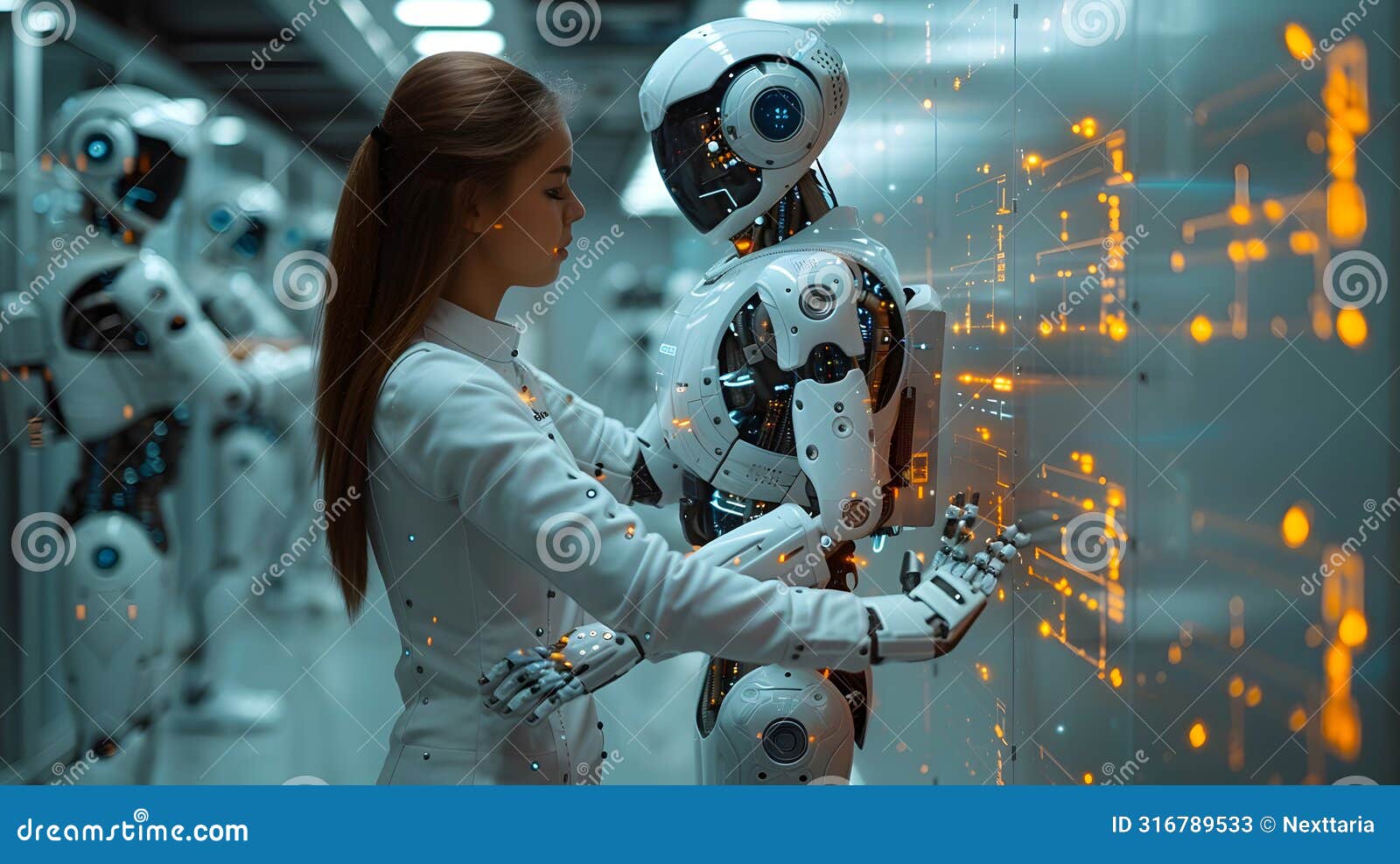 Human-Machine Harmony: Collaboration in Innovation Stock Illustration ...