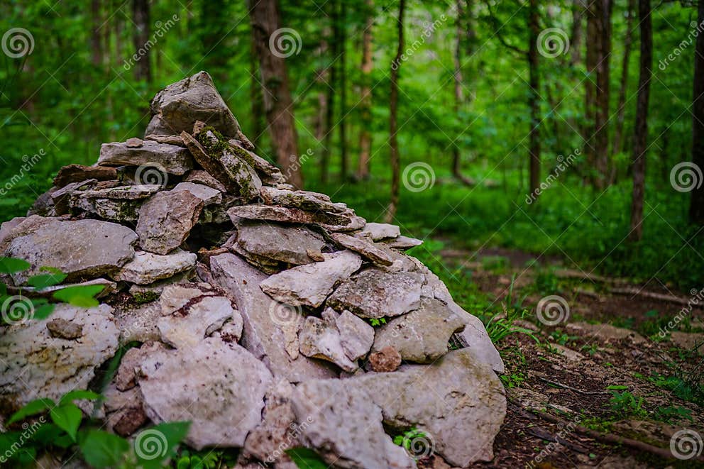 Human Made Artifact, Stack of Rocks Deep in the Forest Stock Photo ...