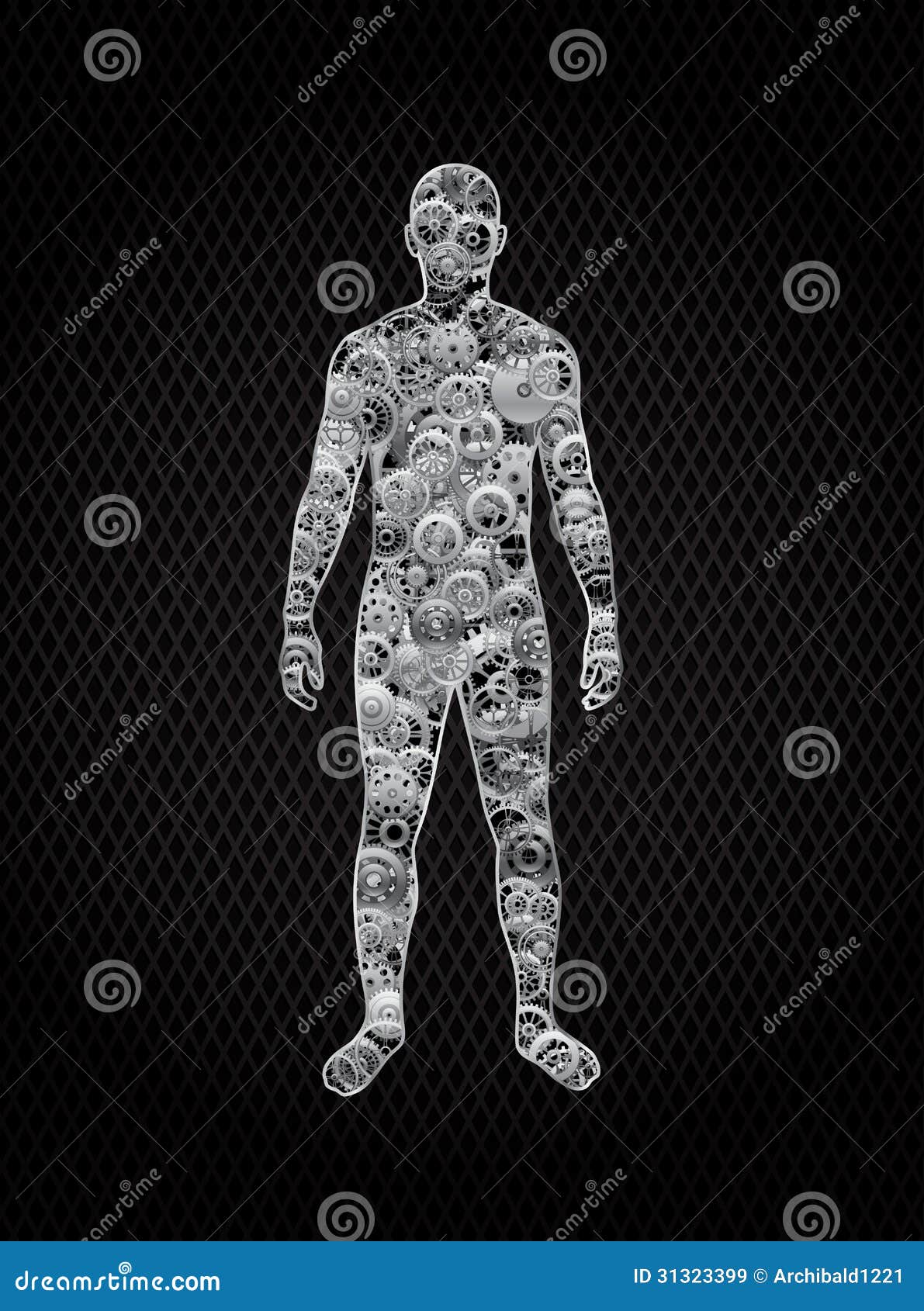 Human made of gears stock vector. Illustration of abstract - 31323399