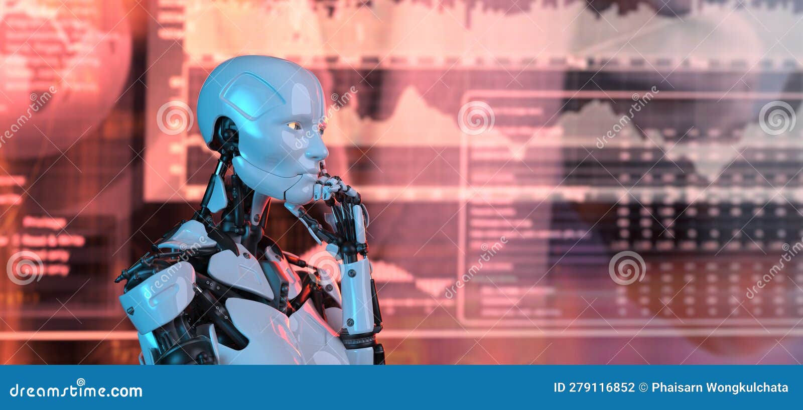 Human-made White Artificial Intelligence Robot To Meet Future ...