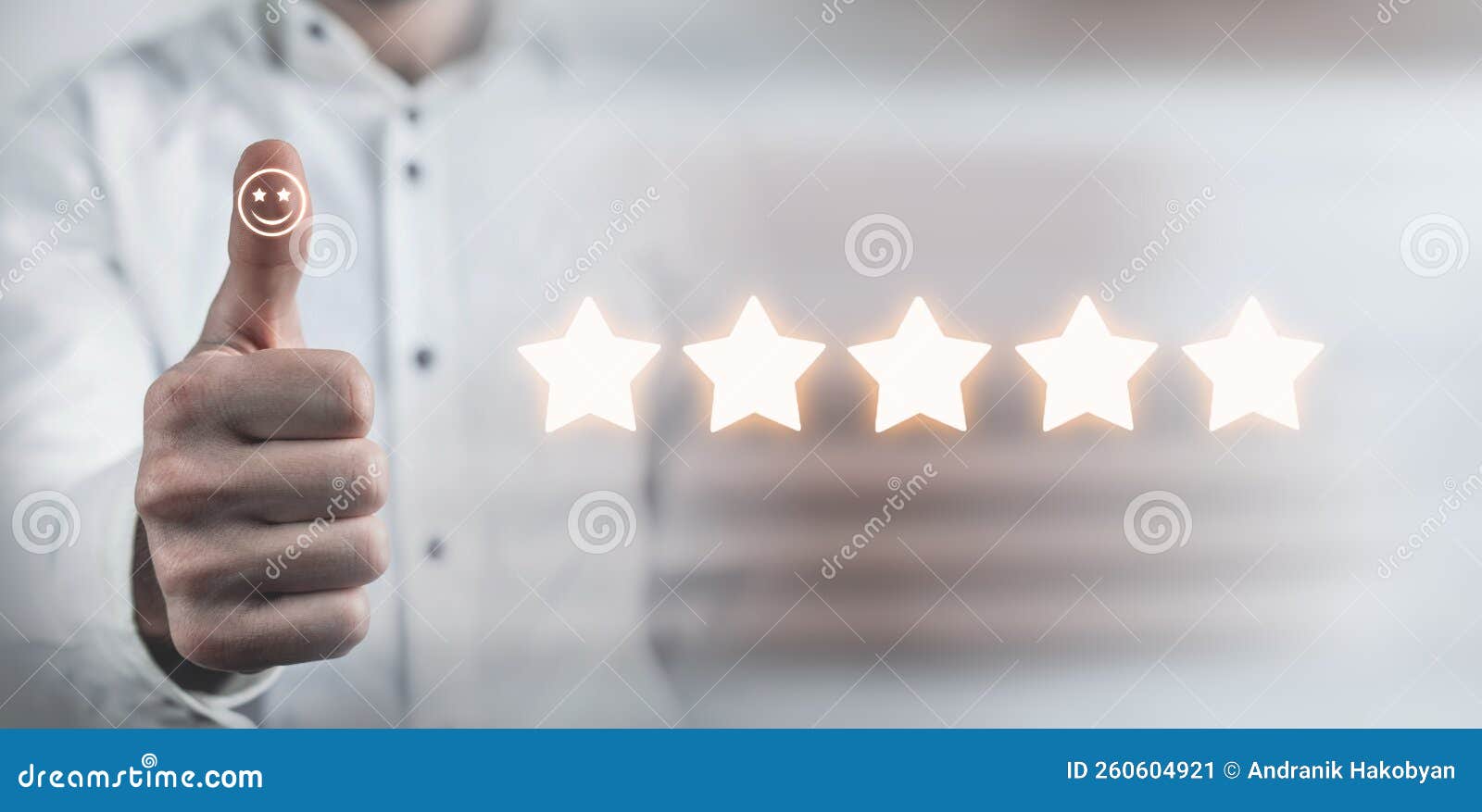 Human Making Thumb Up with a Happy Smiley Face and Five Star Stock ...