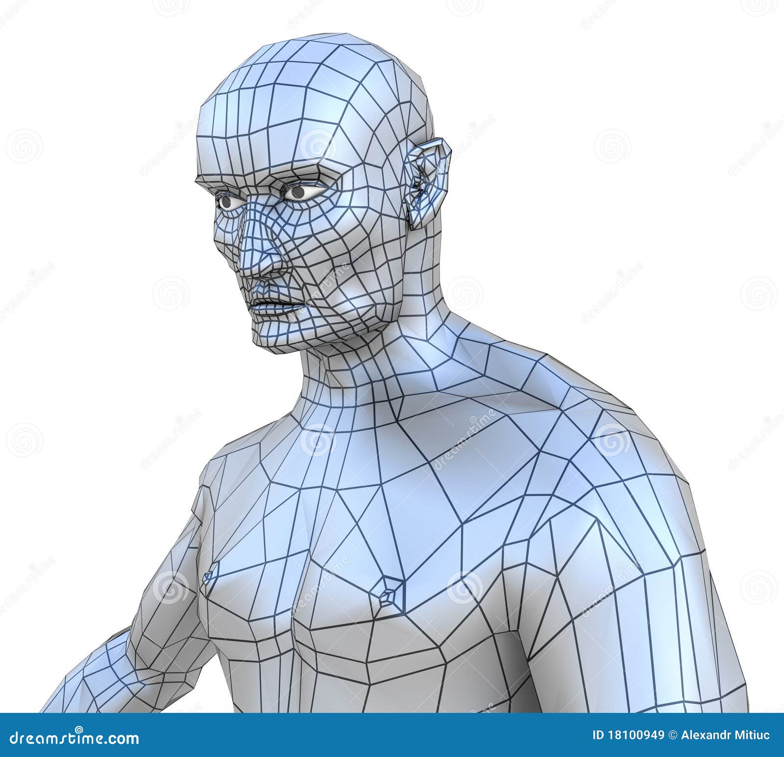 Human Male Mesh Torso with Head Stock Illustration - Illustration of ...