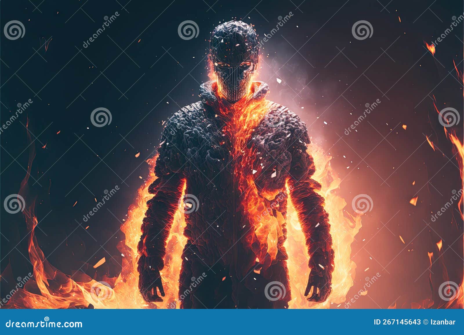 Human Man Made of Fire Inside Fire Illustration Generative Ai Stock ...