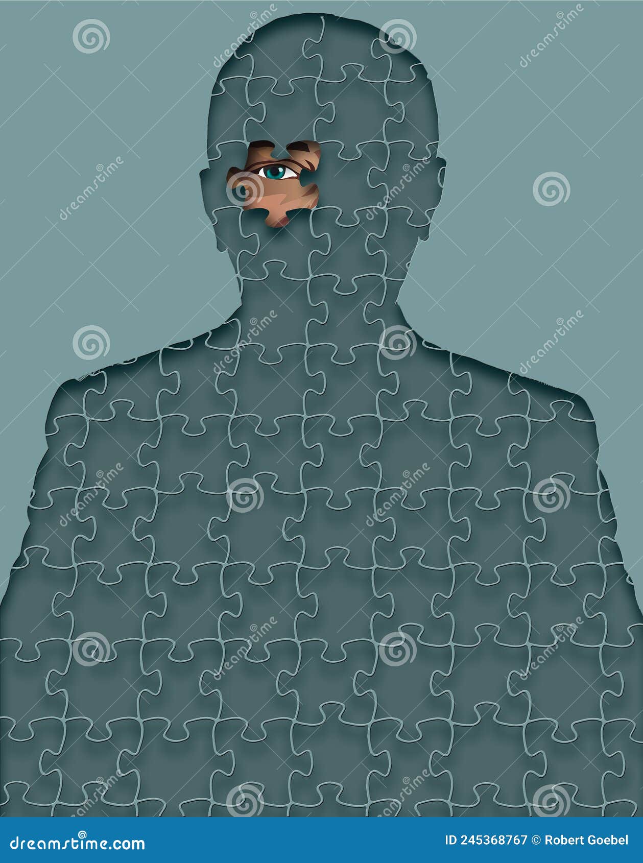 Human Eye Peering Through Glasses, Surrounded By An Array Of Floating ...