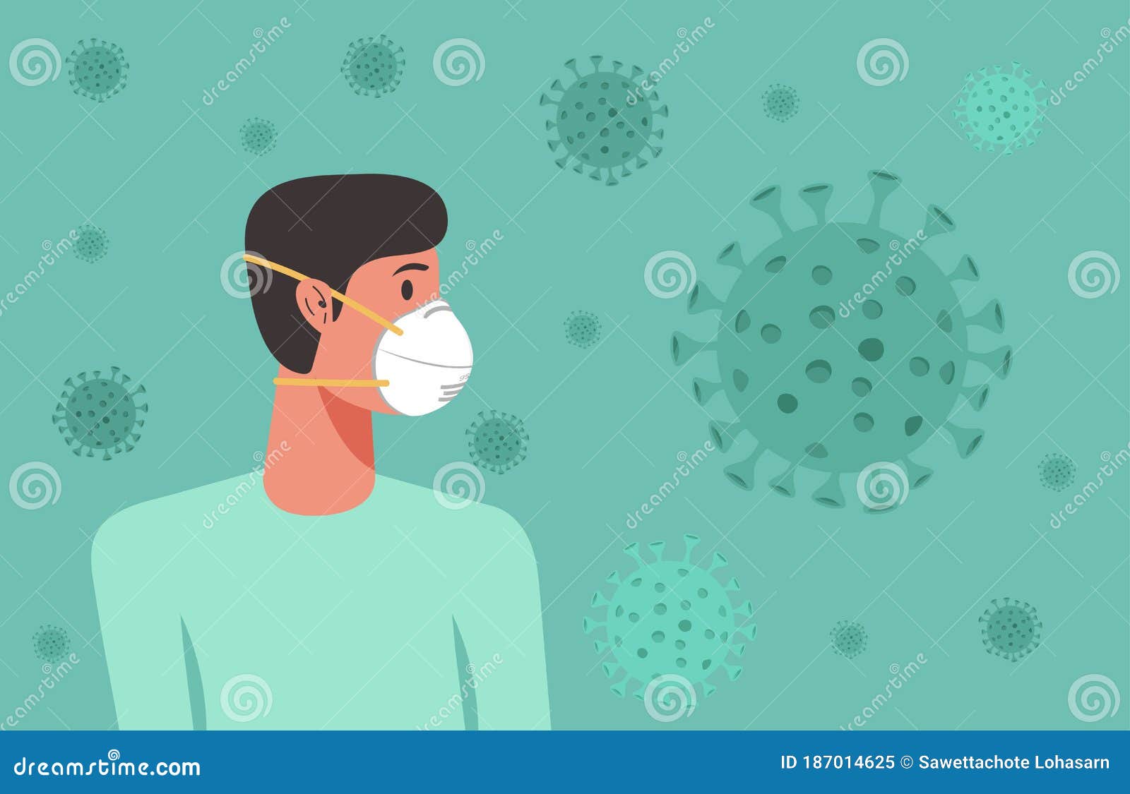 Man wearing n95 face mask stock vector. Illustration of face - 187014625
