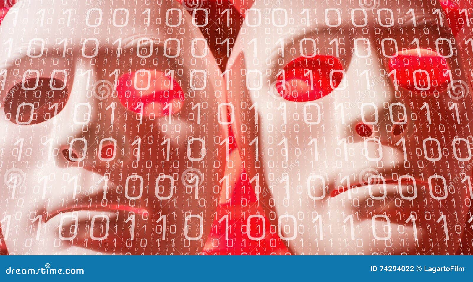 Human Mask Computer Binary Data Hacker Cyber Attack Metaphor Stock ...