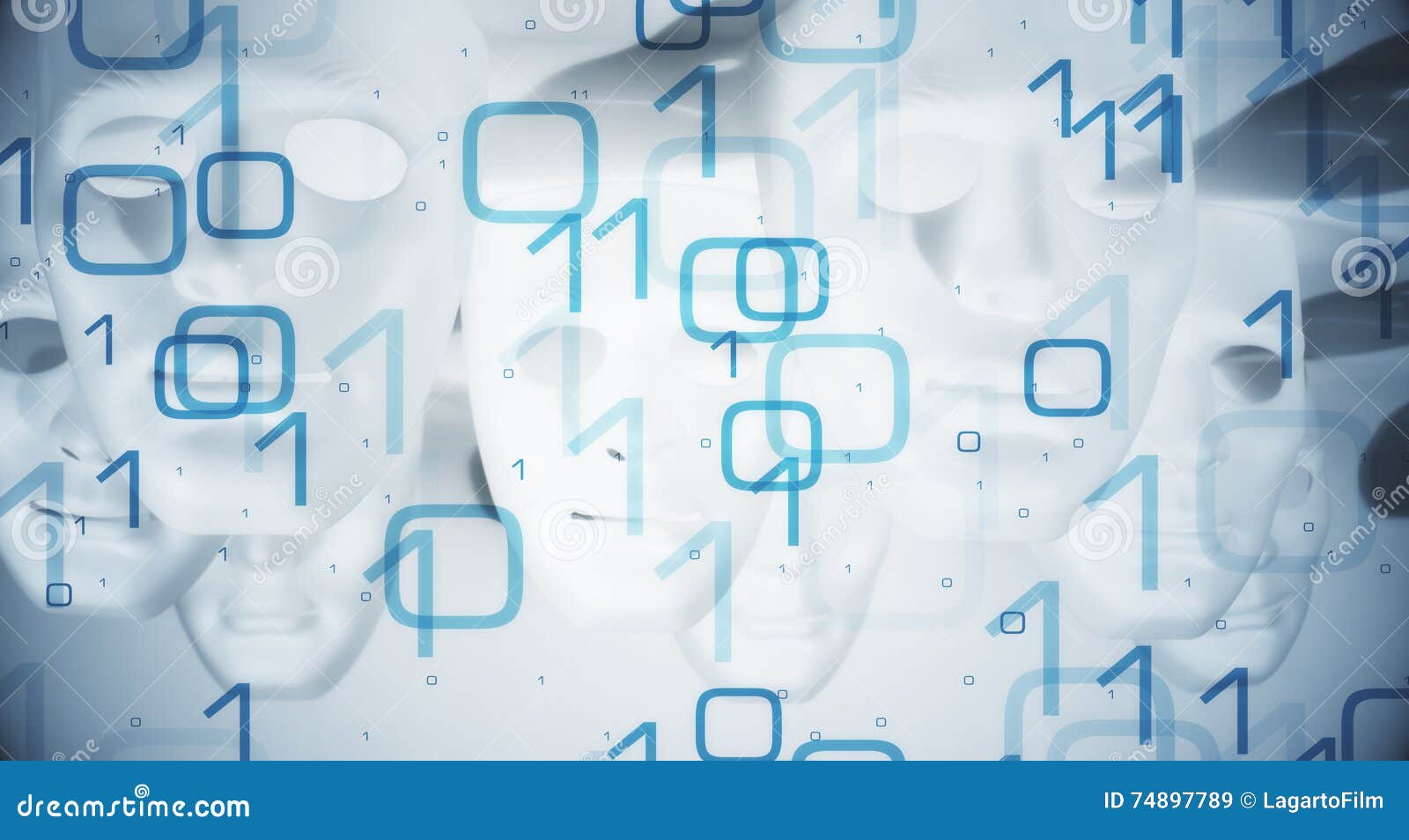 Human Mask Computer Binary Data Hacker Cyber Attack Metaphor Stock ...