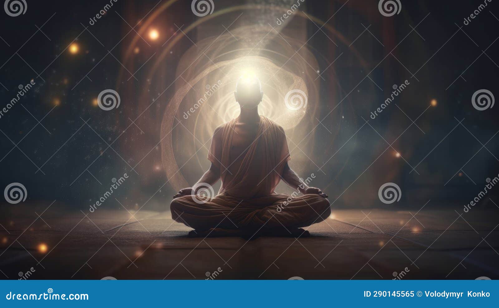 Human Meditating with Glowing Inner Energy. Generative Ai Stock ...