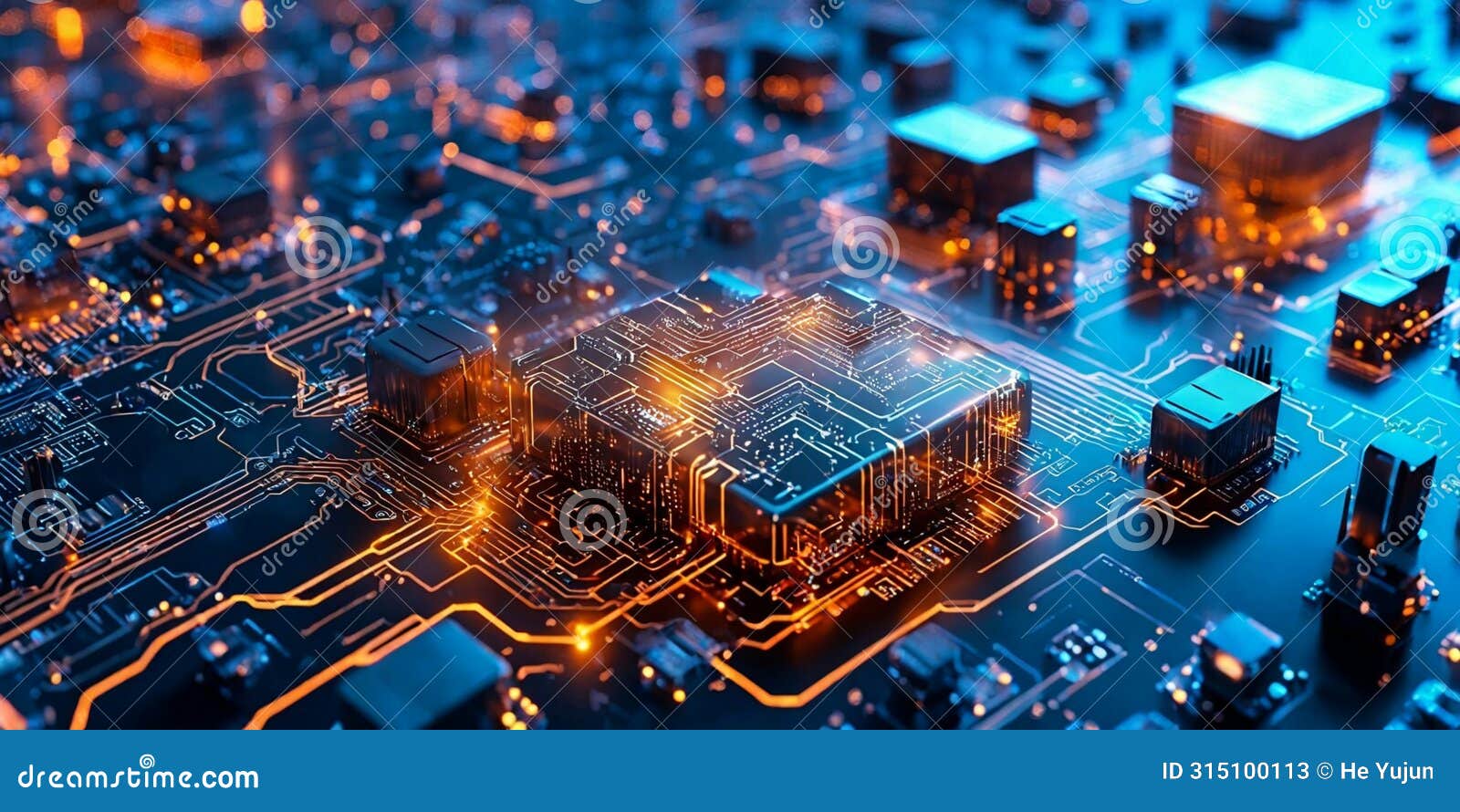 Human Meets Machine: Illuminated Brain Circuitry on Futuristic Blue ...