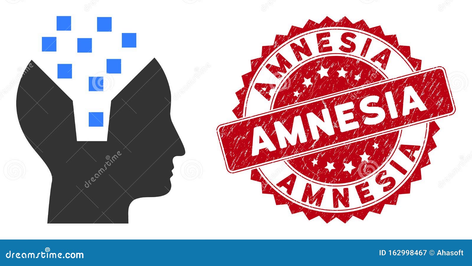 Human Memory Icon with Grunge Amnesia Stamp Stock Illustration ...