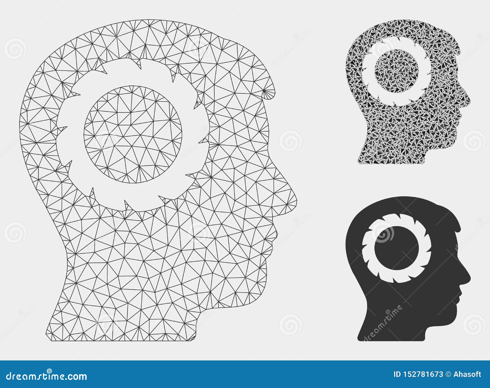 Human Memory Wheel Vector Mesh 2D Model and Triangle Mosaic Icon Stock ...