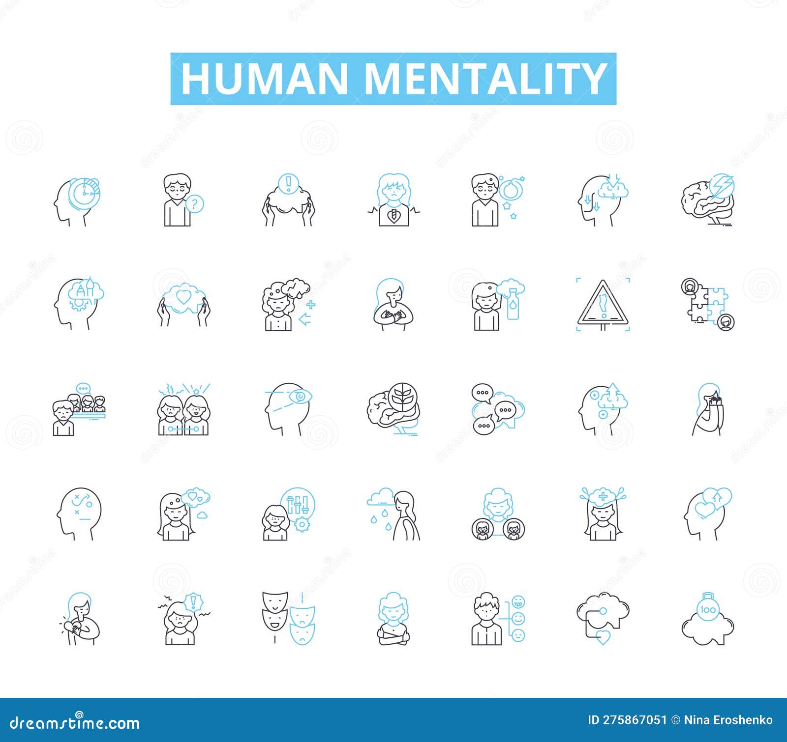 Human Mentality Linear Icons Set. Capacity, Perception, Emotion ...