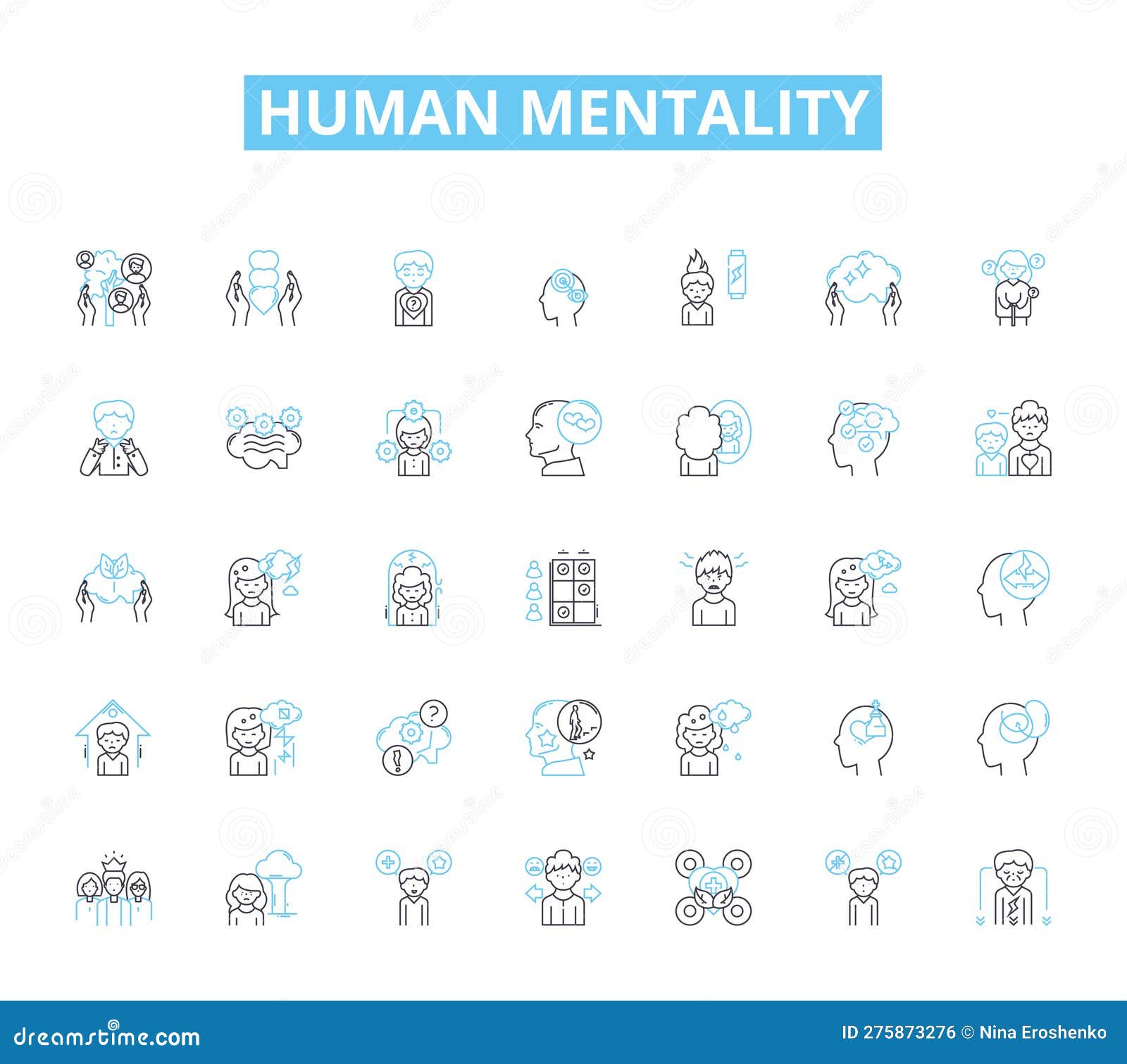 Human Mentality Linear Icons Set. Capacity, Perception, Emotion ...