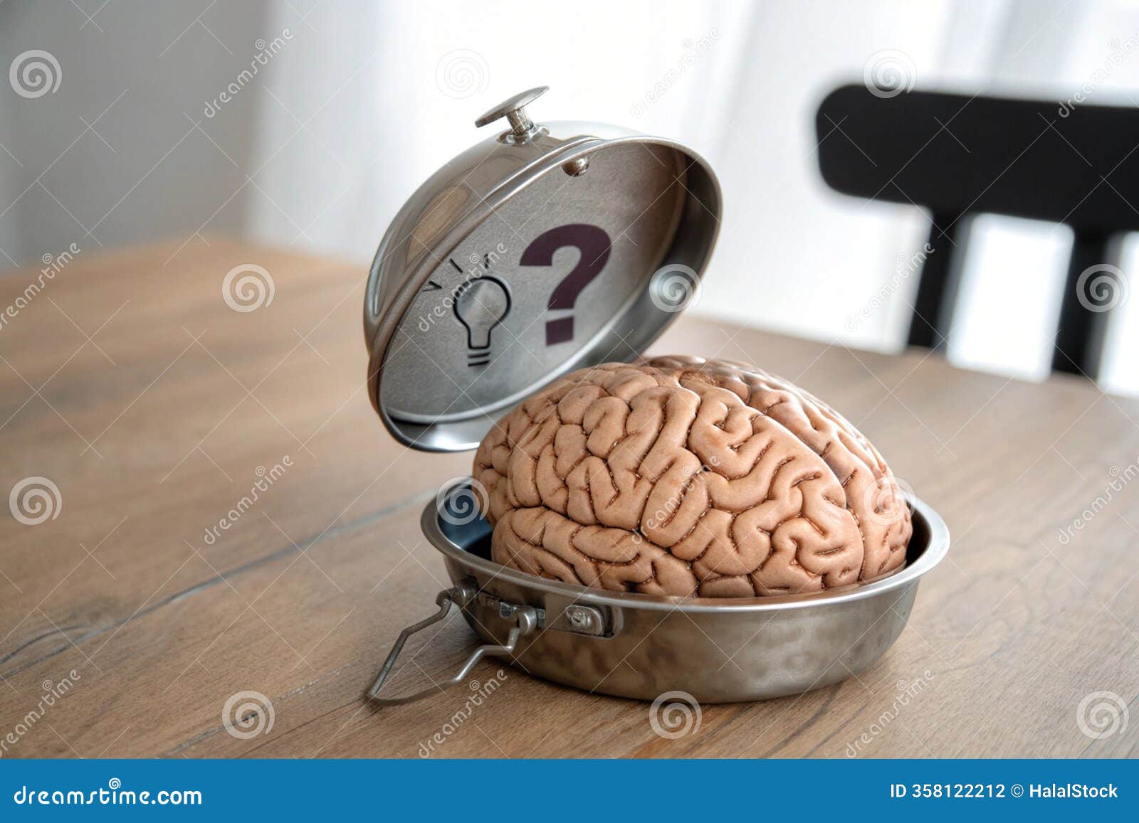 Human Metal Brain Model with Question Mark Stock Illustration ...