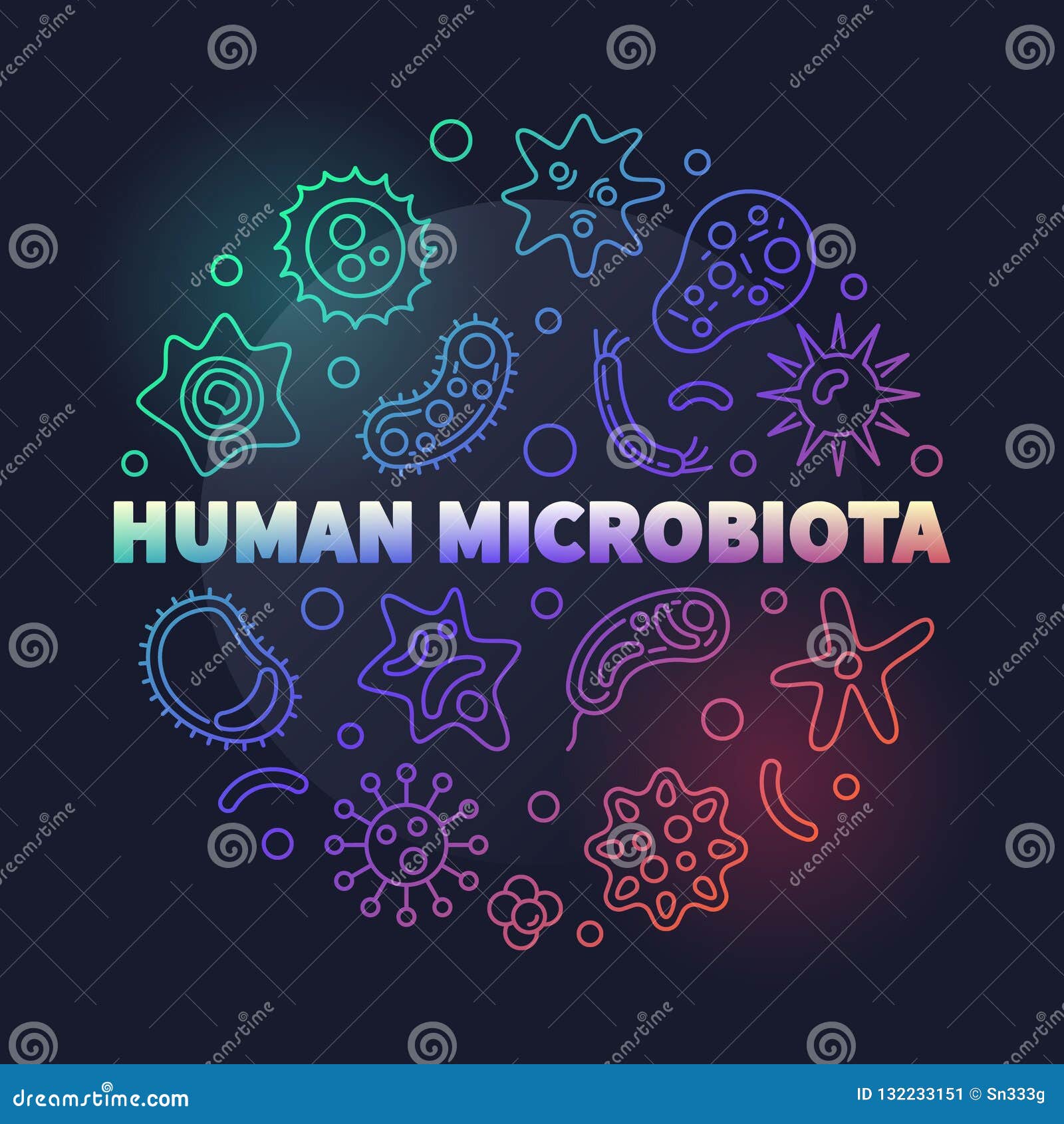 Human Microbiota Round Vector Colored Outline Illustration Stock Vector ...