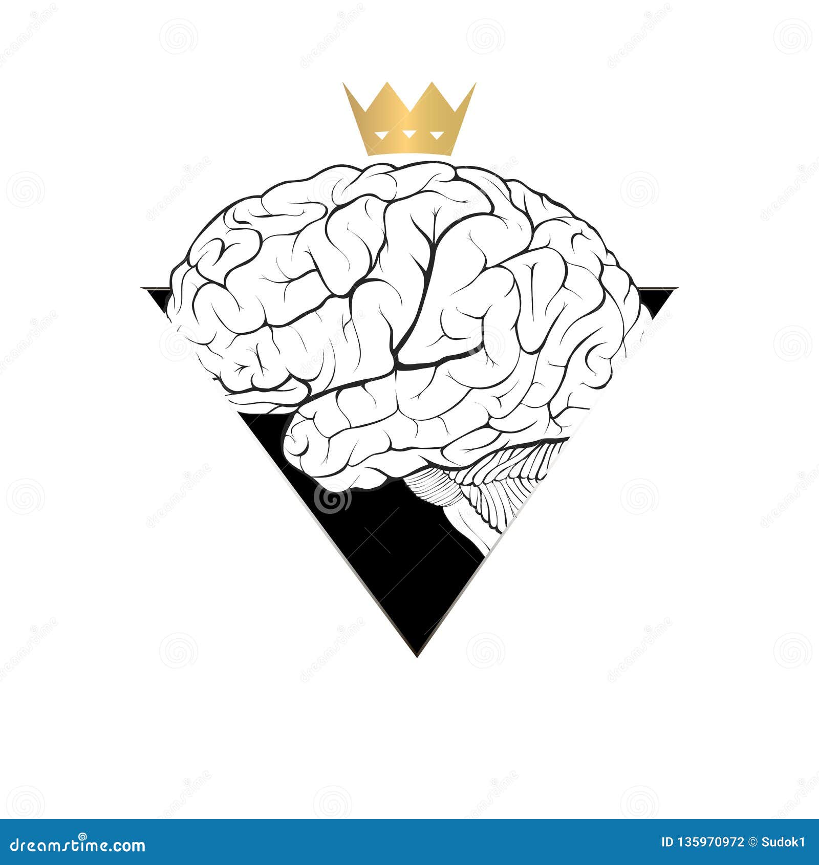 Human Mind Concept in the Form of a Brain with a Crown Stock ...