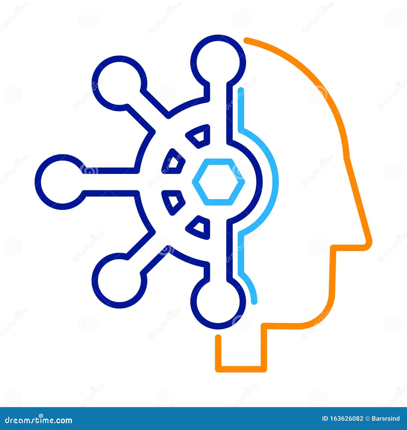 Human Mind Control Linear Vector Icon Isolated on White Stock ...