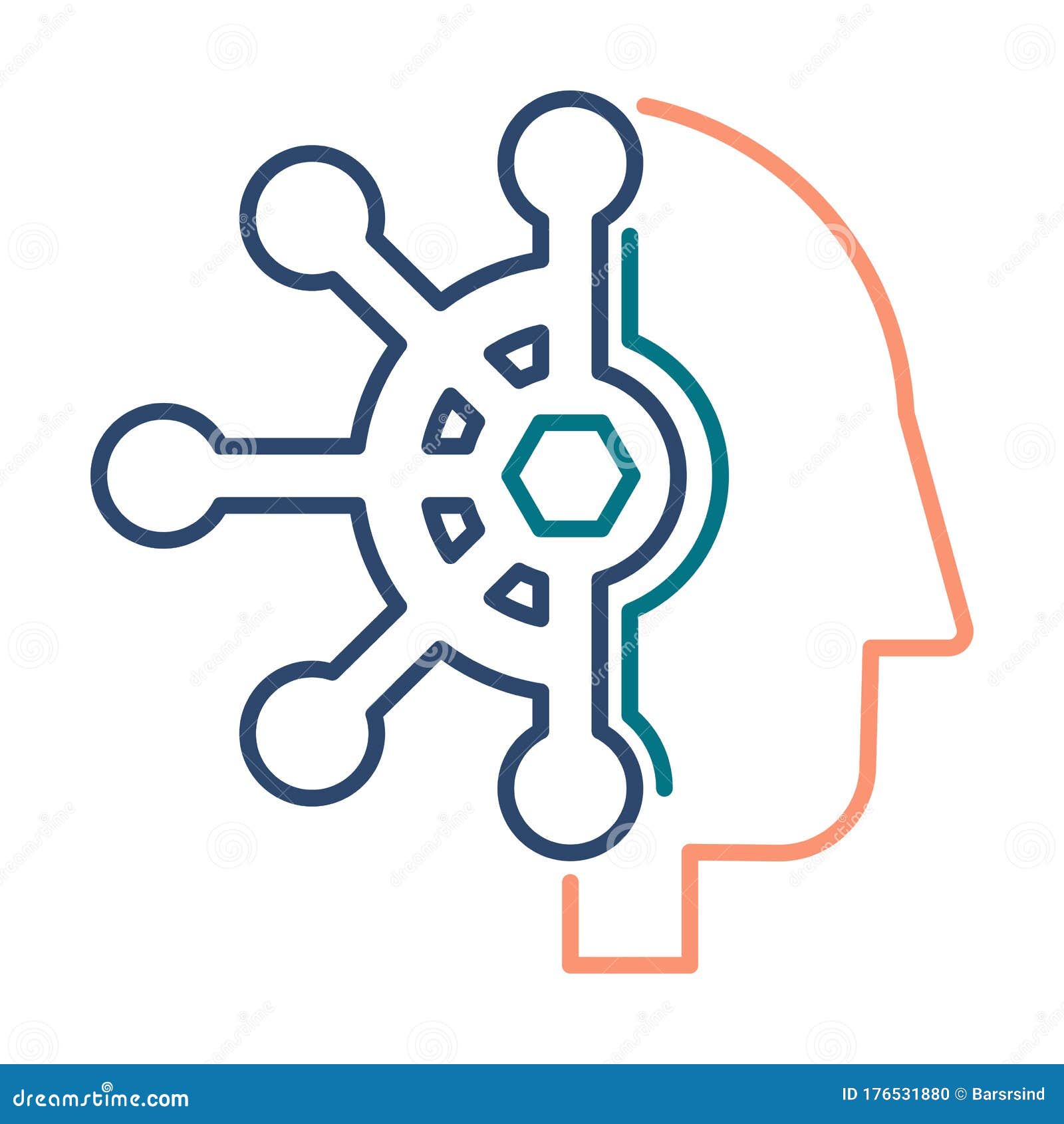 Human Mind Control Linear Vector Icon Isolated on White Stock ...