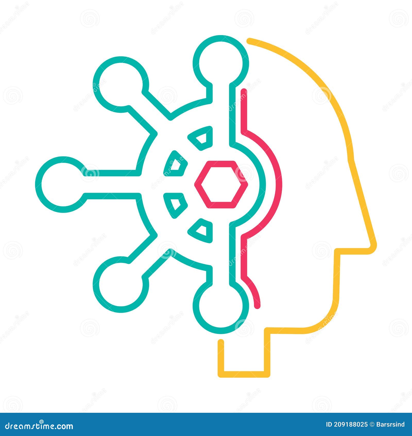 Human Mind Control Linear Vector Icon Isolated on White Stock Vector ...