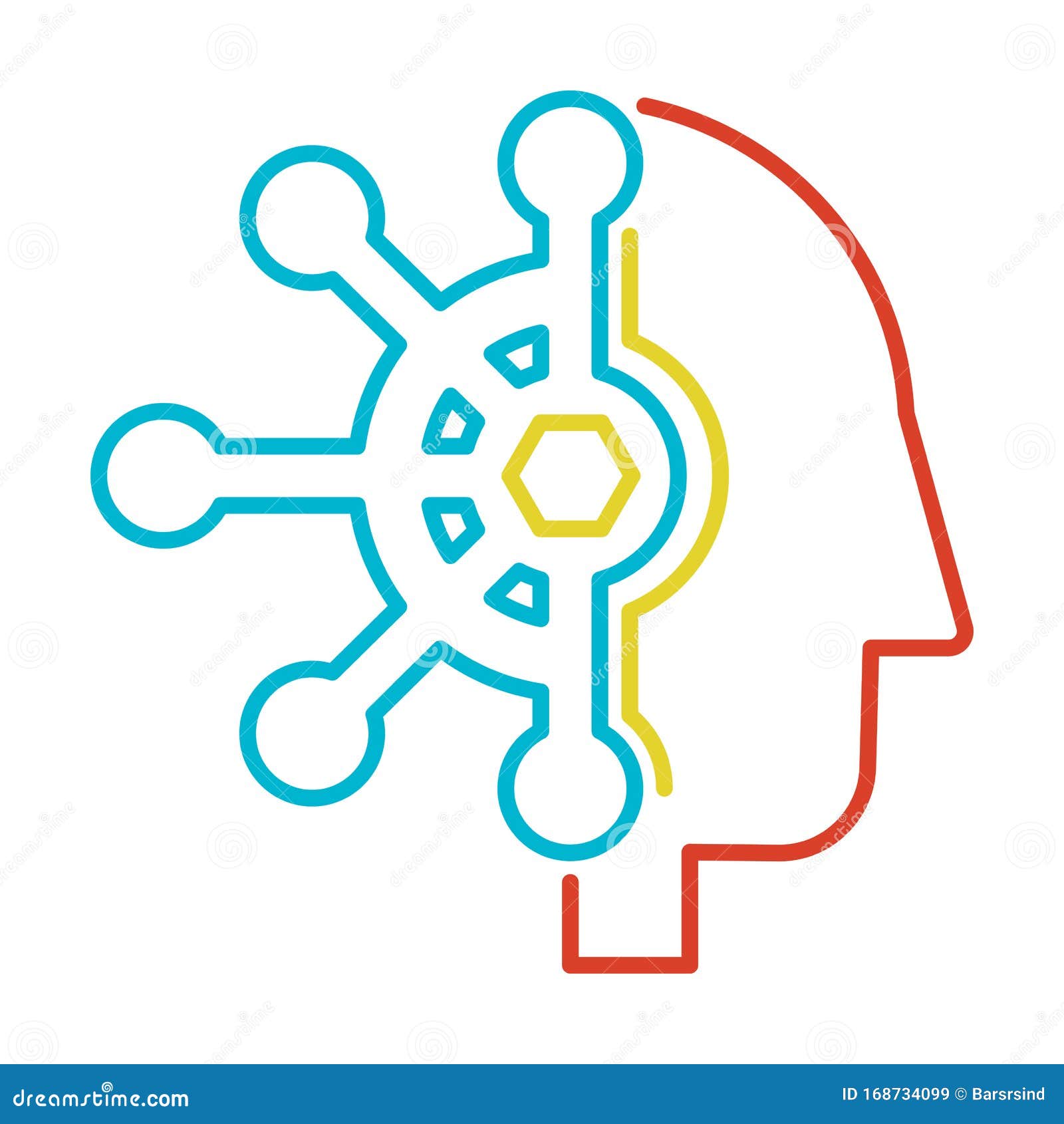 Human Mind Control Linear Vector Icon Isolated on White Stock ...